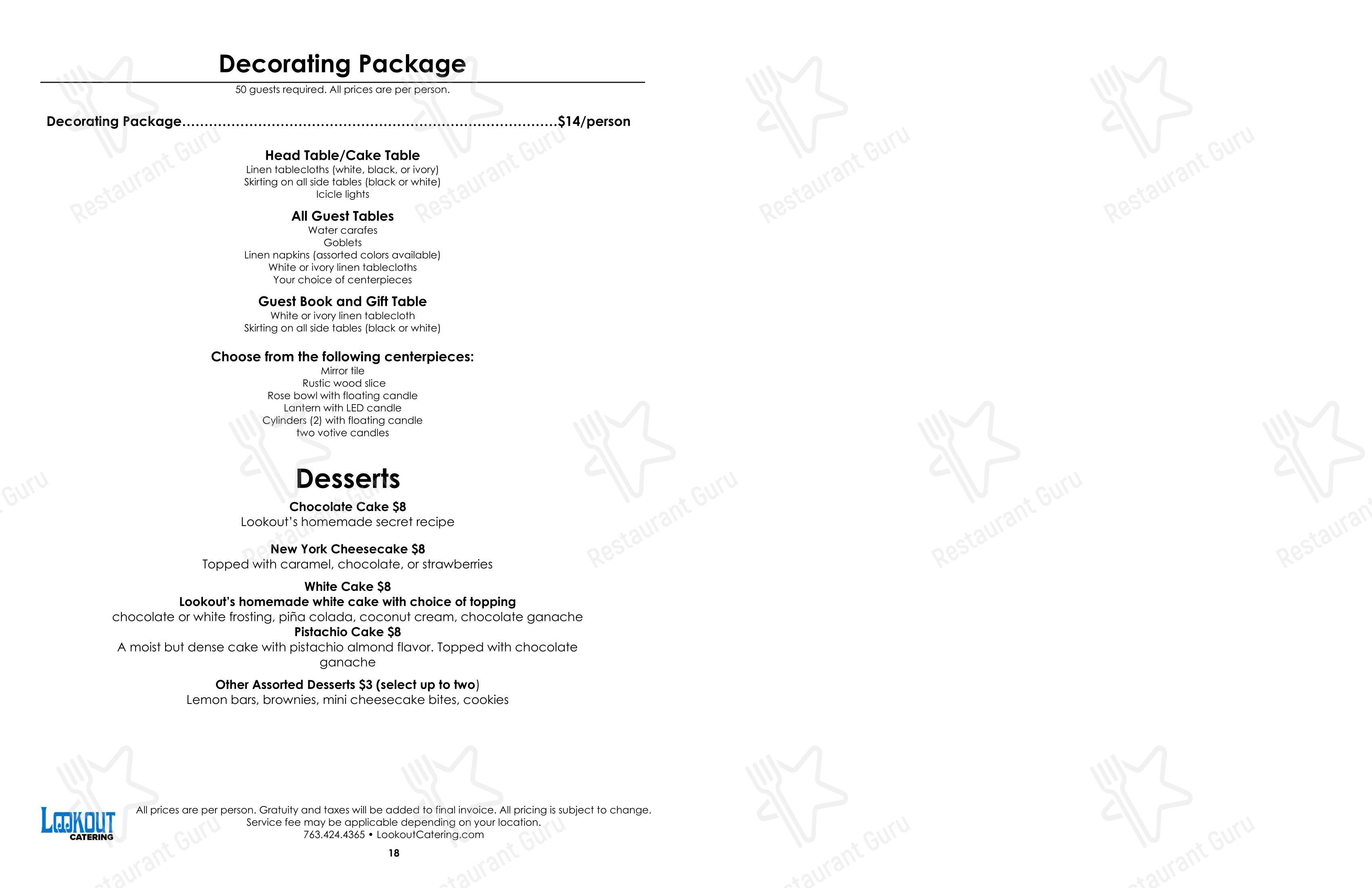 Menu at The Lookout Bar and Grill, Maple Grove