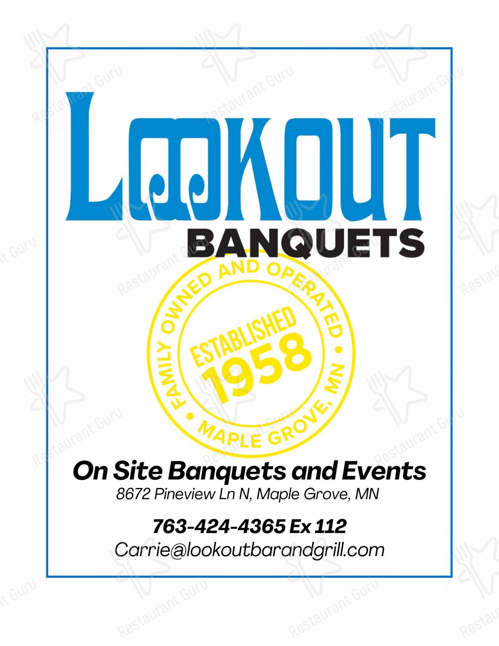 Menu at The Lookout Bar and Grill, Maple Grove