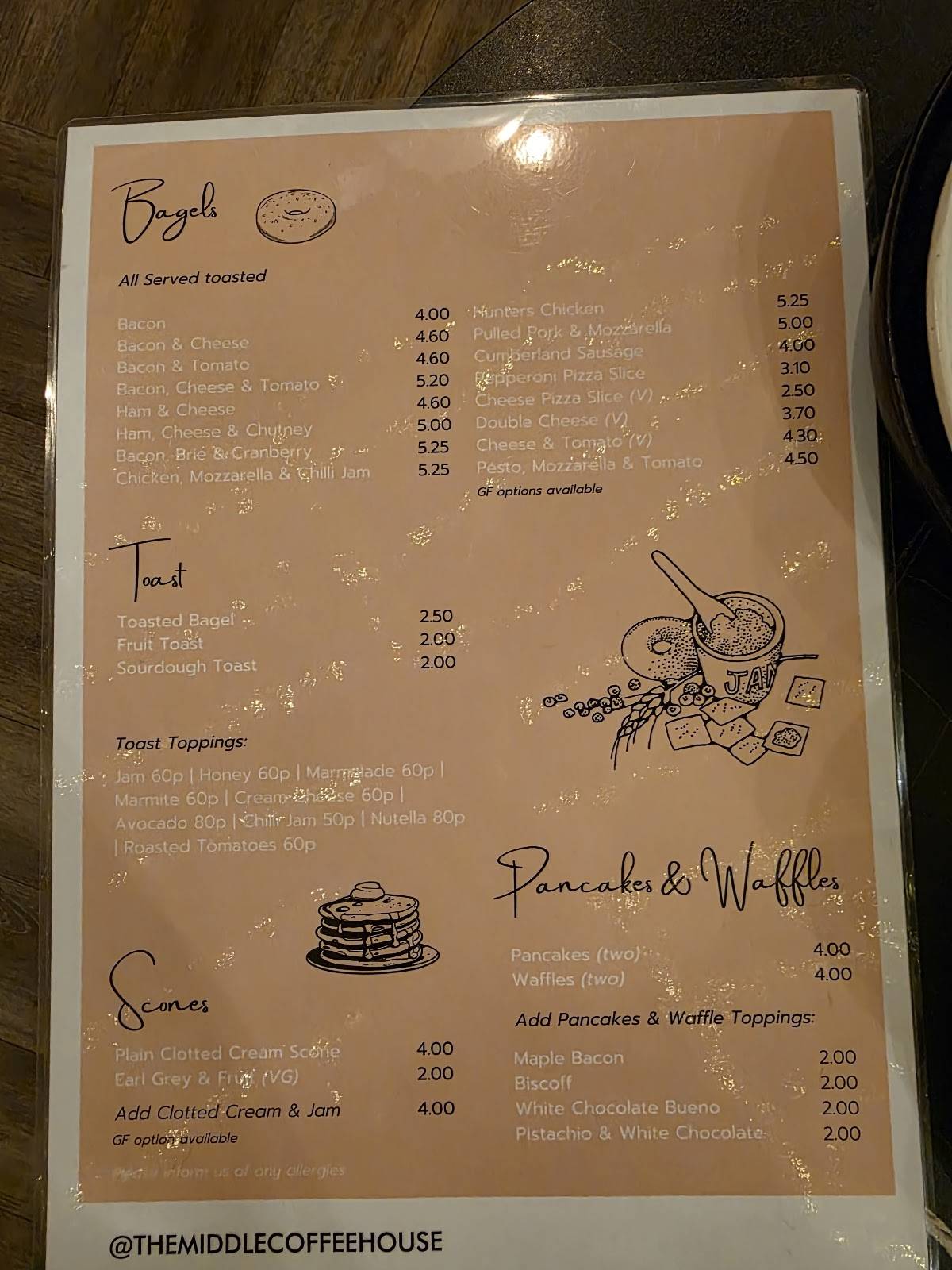 Menu at The Middle Coffee House Ltd, Rotherham