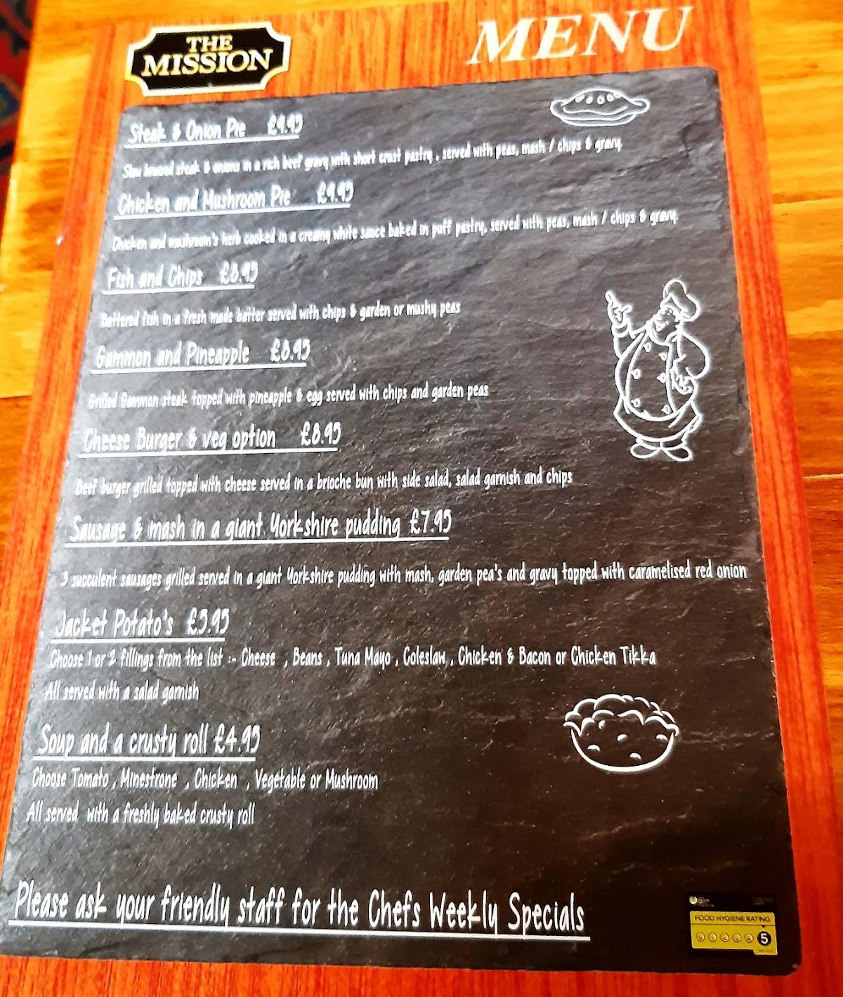 Menu at The Mission pub & bar, Hull
