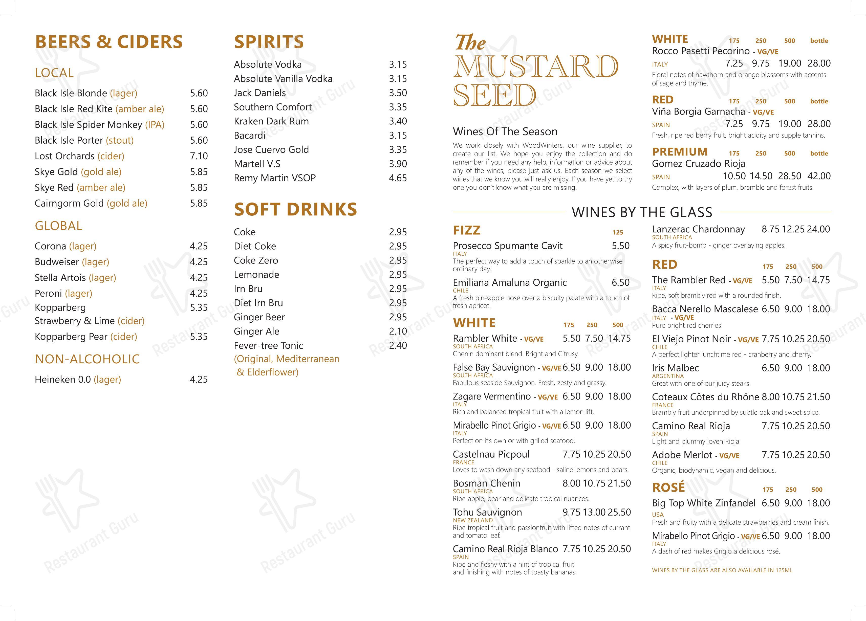 Menu at The Mustard Seed Restaurant, Inverness