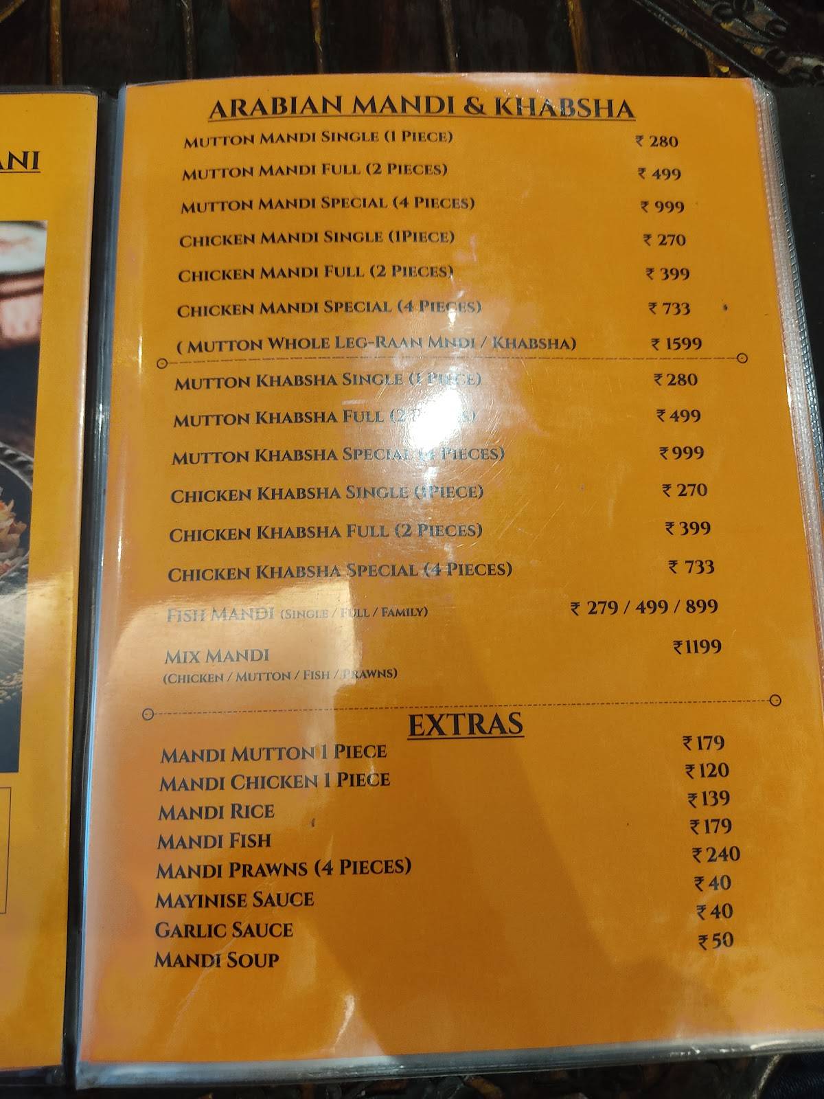 Menu at The Nawaab's Restaurant, Hyderabad