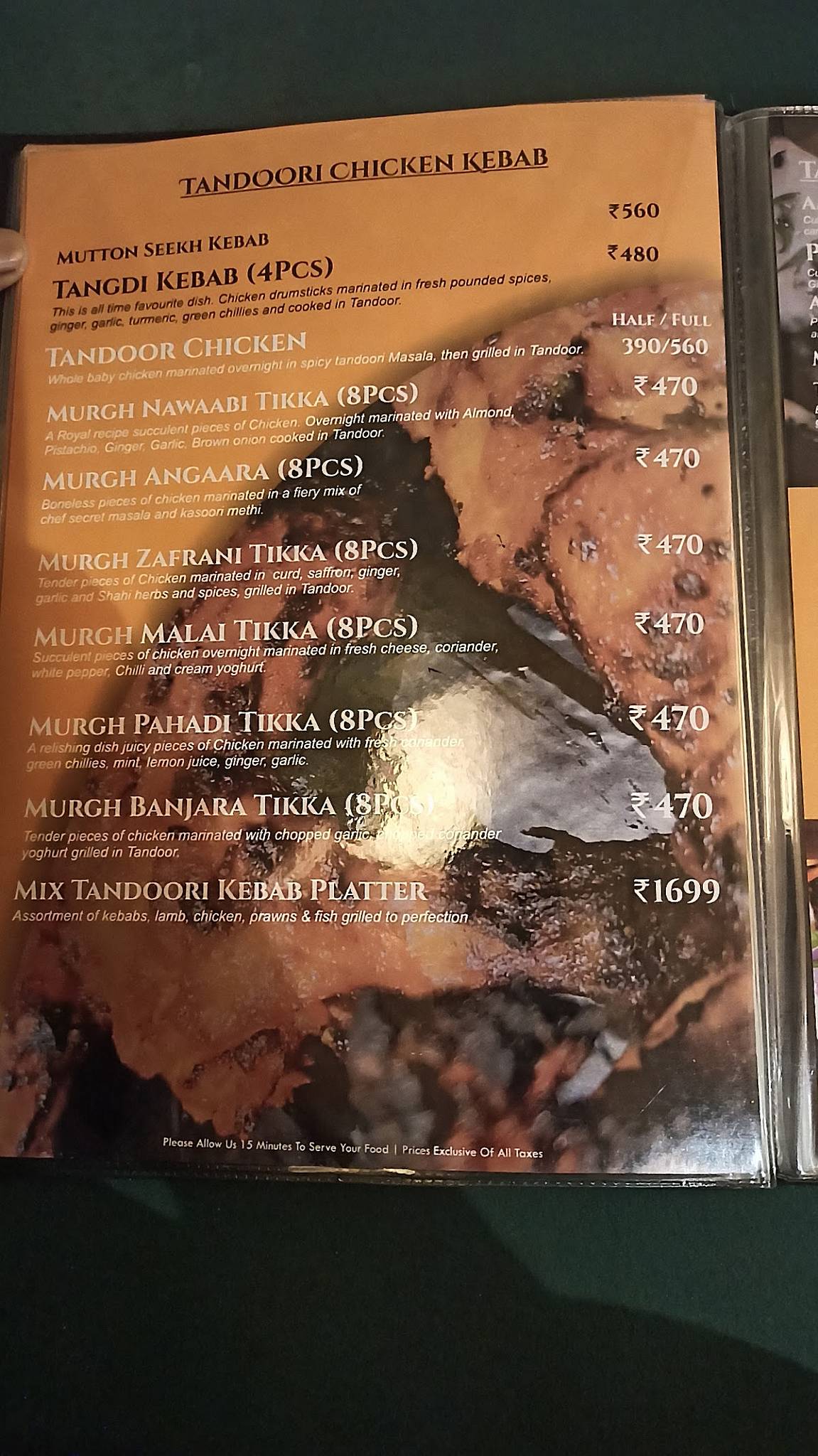 Menu at The Nawaab's Restaurant, Hyderabad