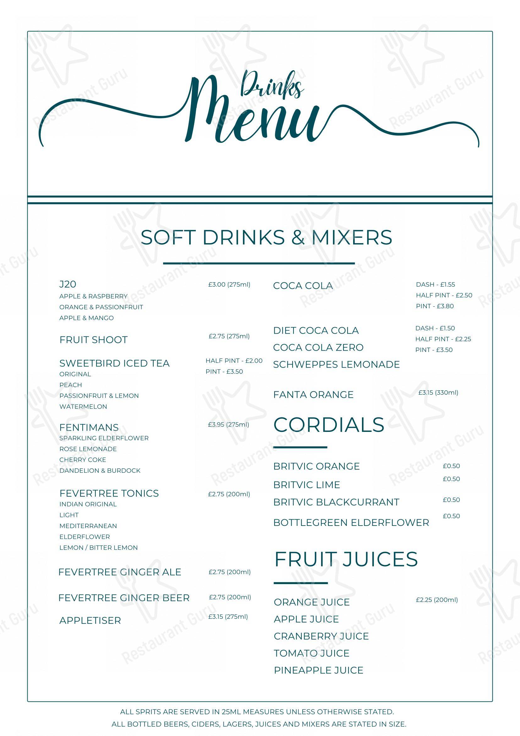 Menu at The Oak Room Restaurant at Park Head Hotel, Bishop Auckland
