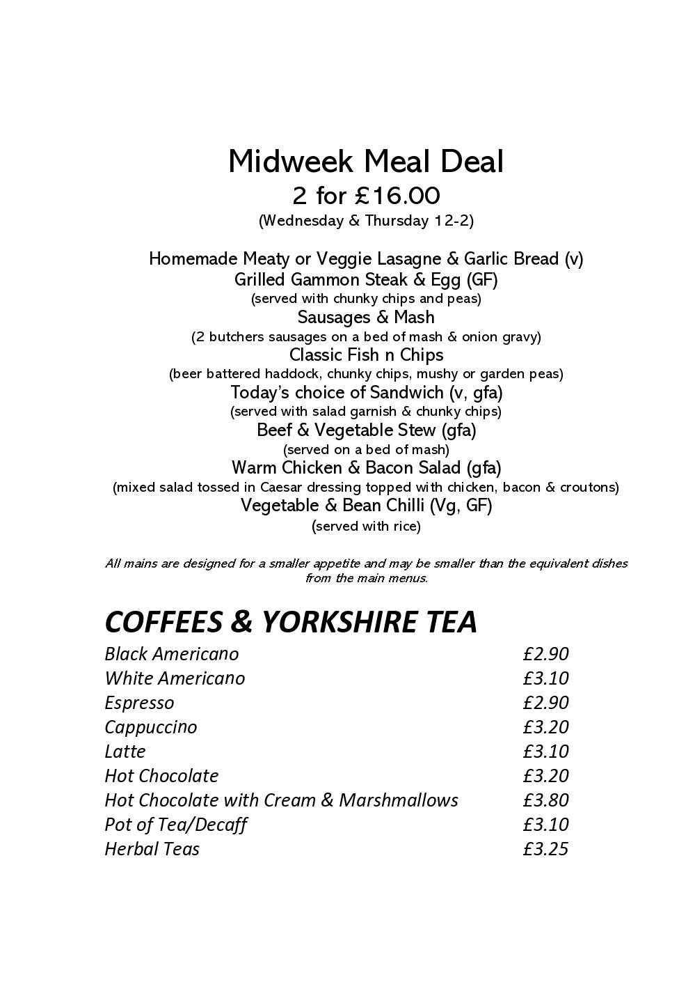 Menu at The Oddfellows Arms pub & bar, Wilberfoss