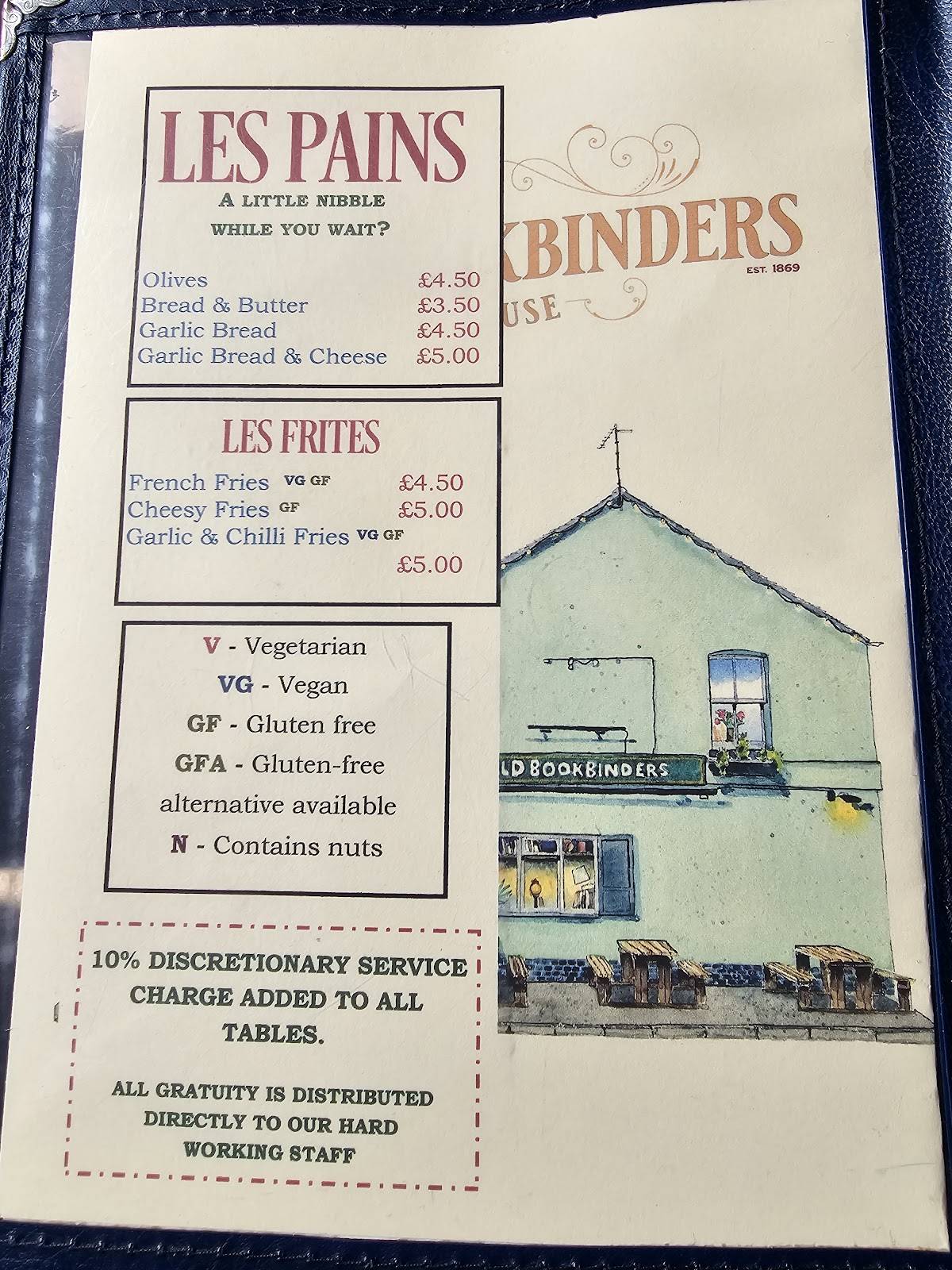 Menu at The Old Bookbinders Ale House pub & bar, Oxford