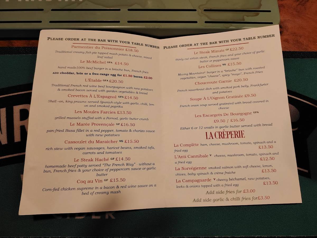 Menu at The Old Bookbinders Ale House pub & bar, Oxford