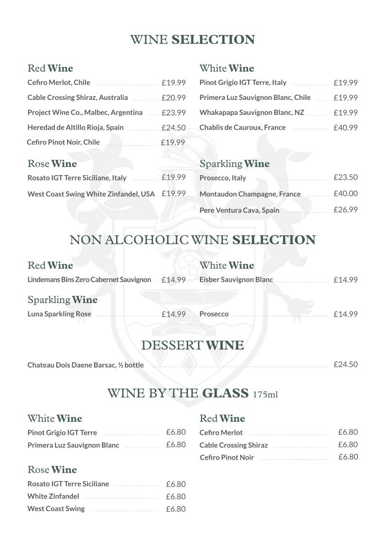 Menu at The Old Smythie Restaurant Wentworth, Rotherham
