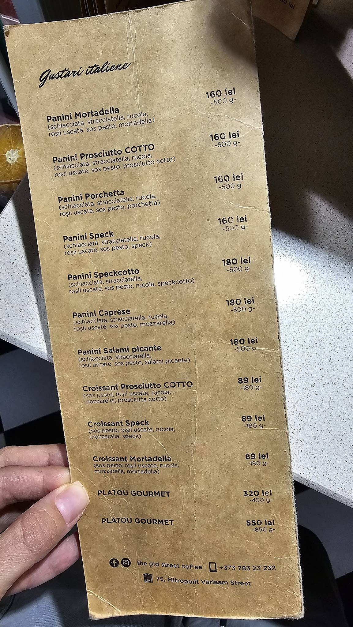 Menu at The Old Street Panini Bar, Chisinau, Chișinău MD