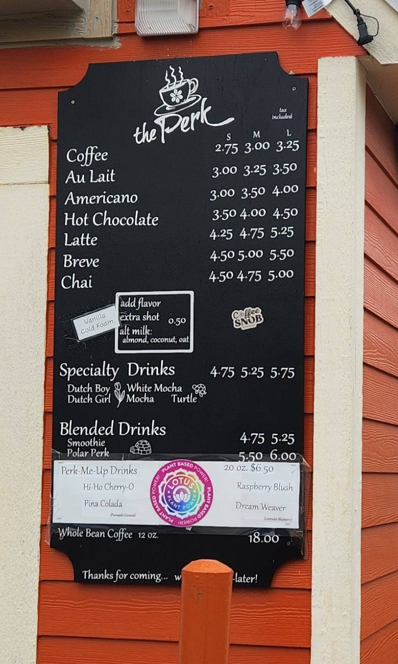 Menu at The Perk Of Pella, Pella, 1/2 Washington St
