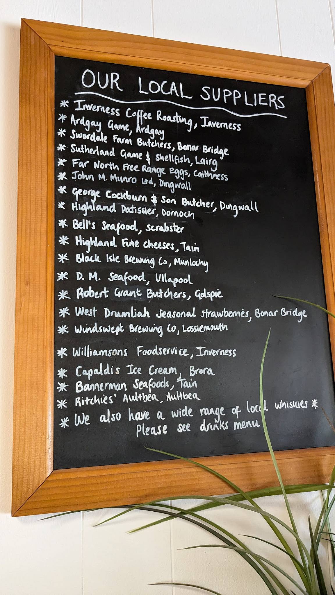 Menu at The Pier cafe, Lairg