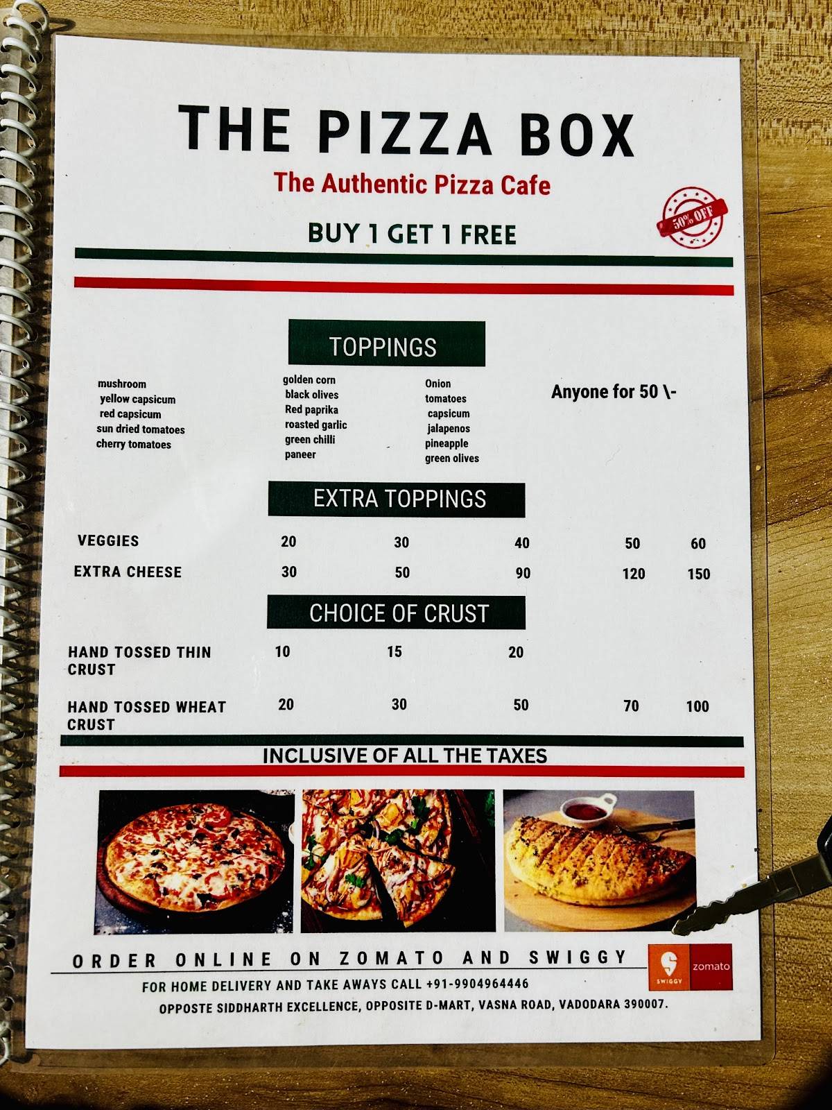 Menu at The Pizza Box, Vadodara, Dmart