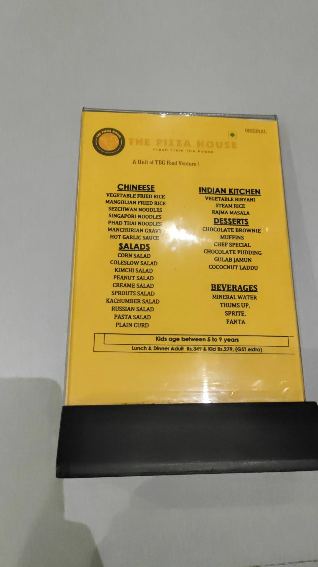 Menu at The Pizza House Unlimited Pizza, Vadodara