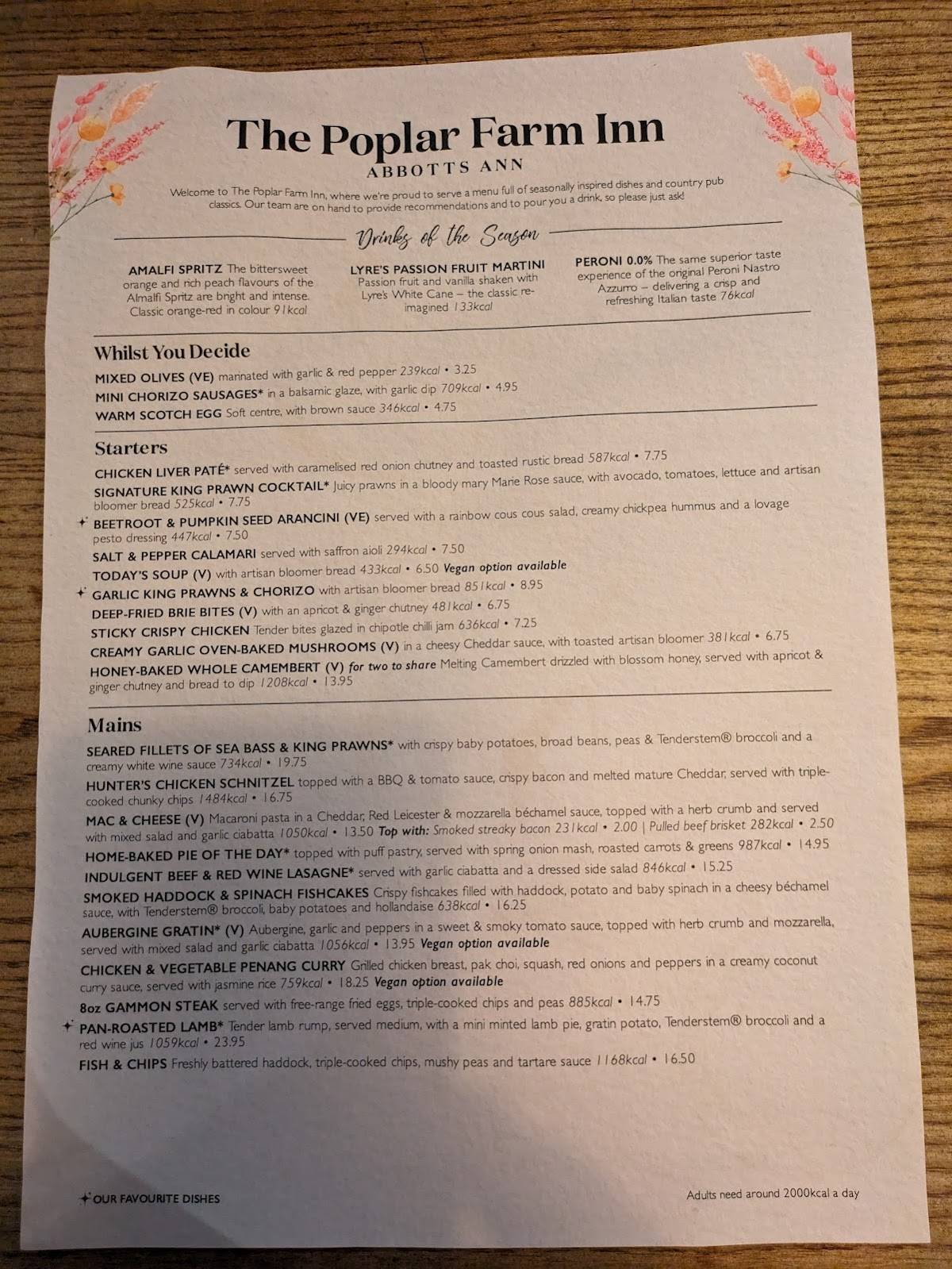 Menu at The Poplar Farm pub & bar, Andover