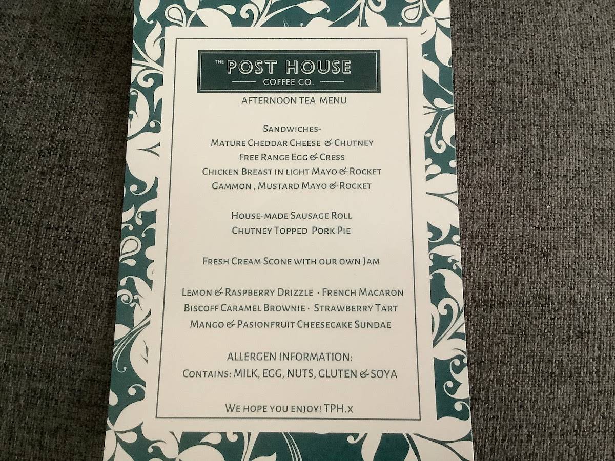 Menu at The Post House Coffee Co. restaurant, Invergowrie