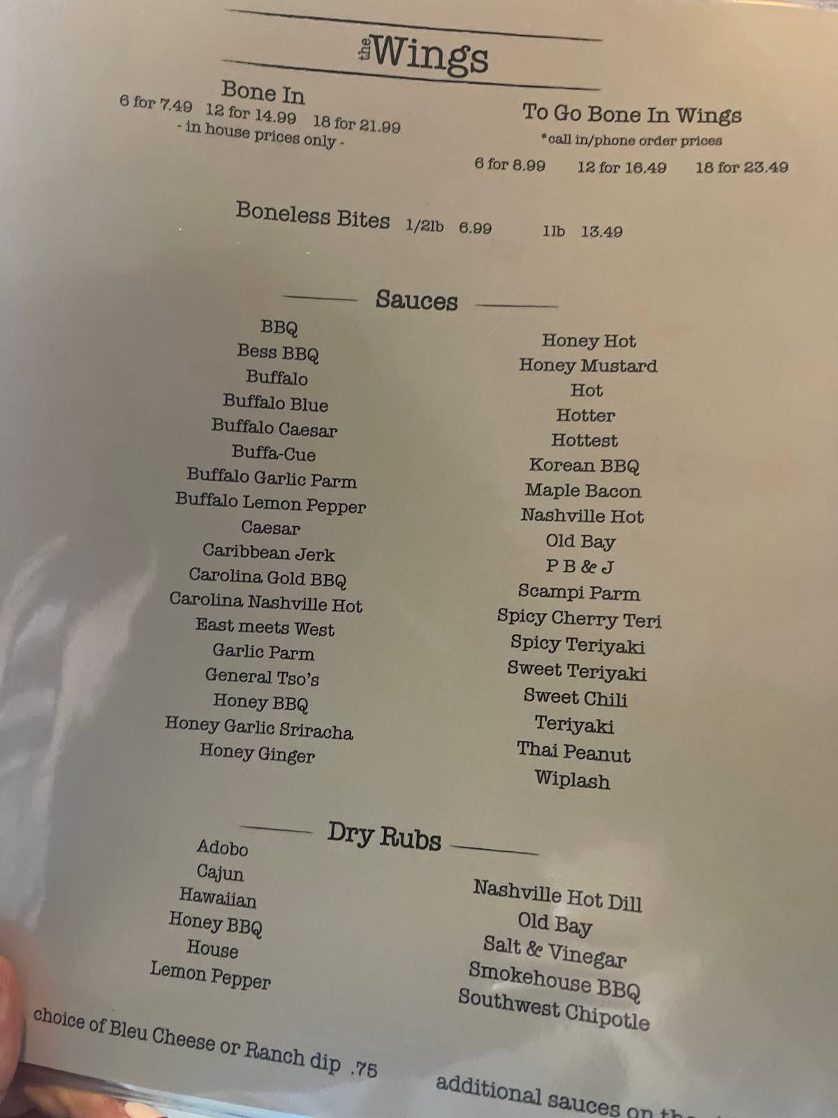 Menu at The Pub at Two Mile Corner, Middletown