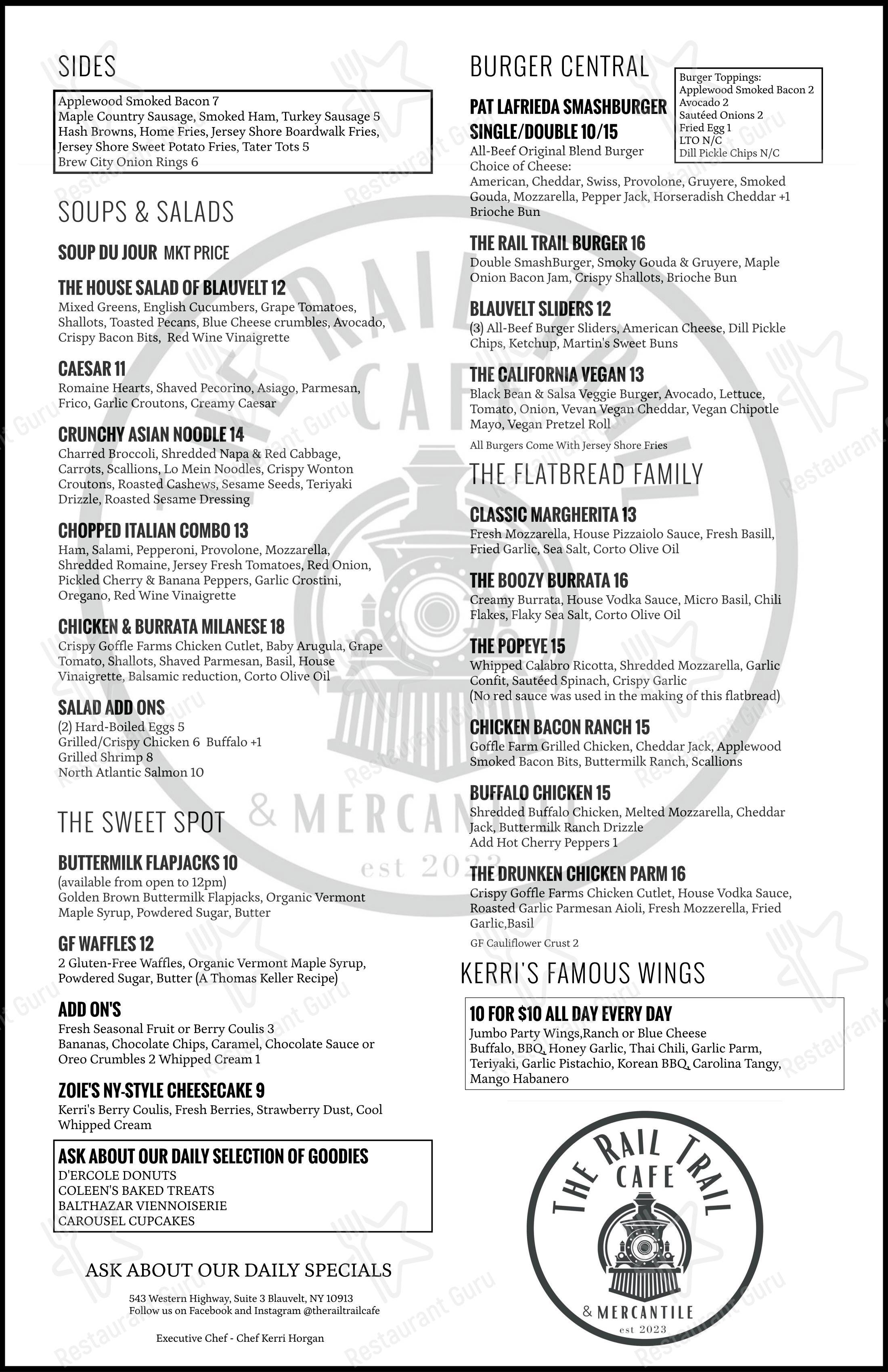 Menu at The Rail Trail Cafe & Mercantile, Blauvelt