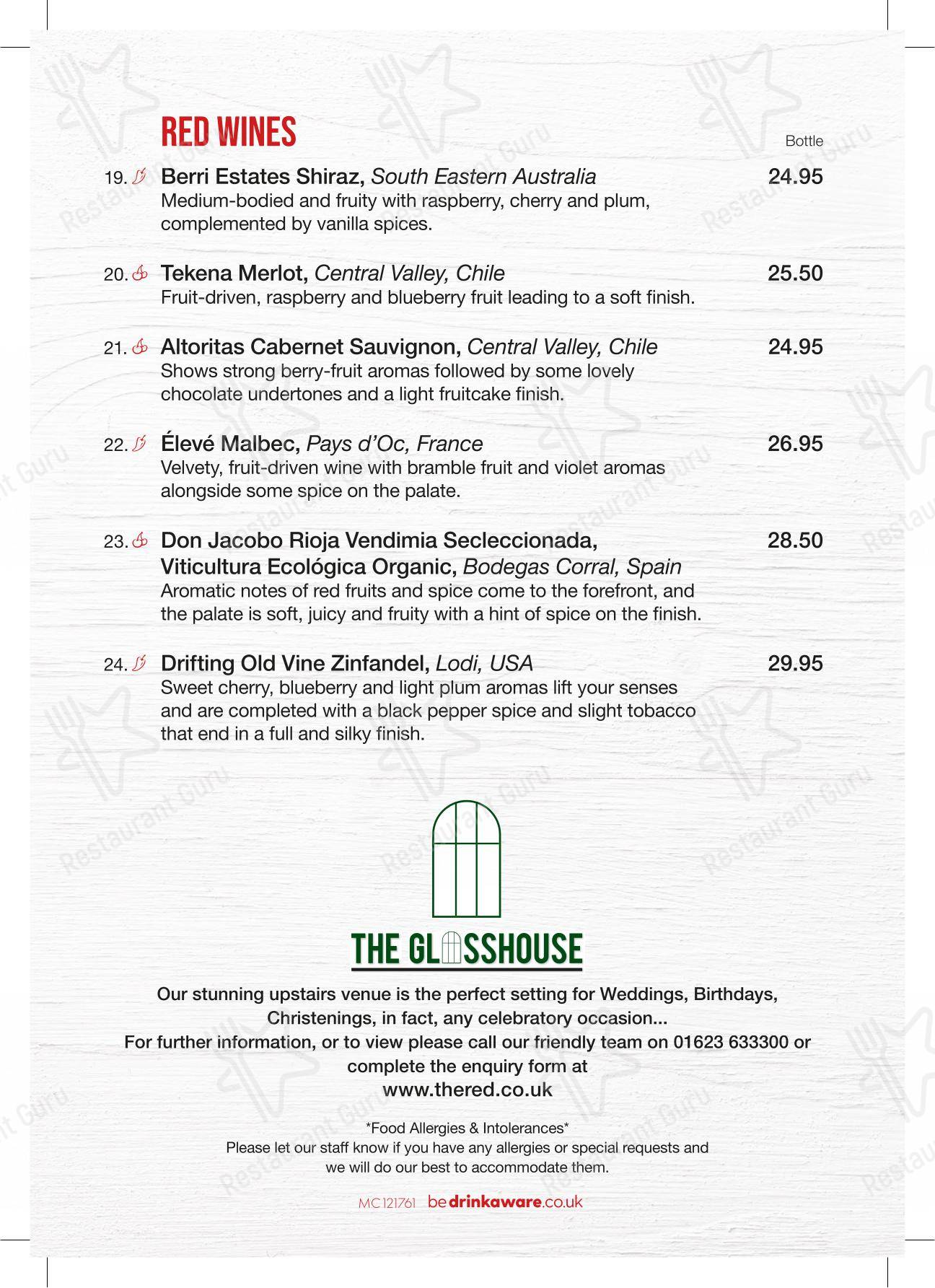 Menu at The Red Bar & Grill, Mansfield