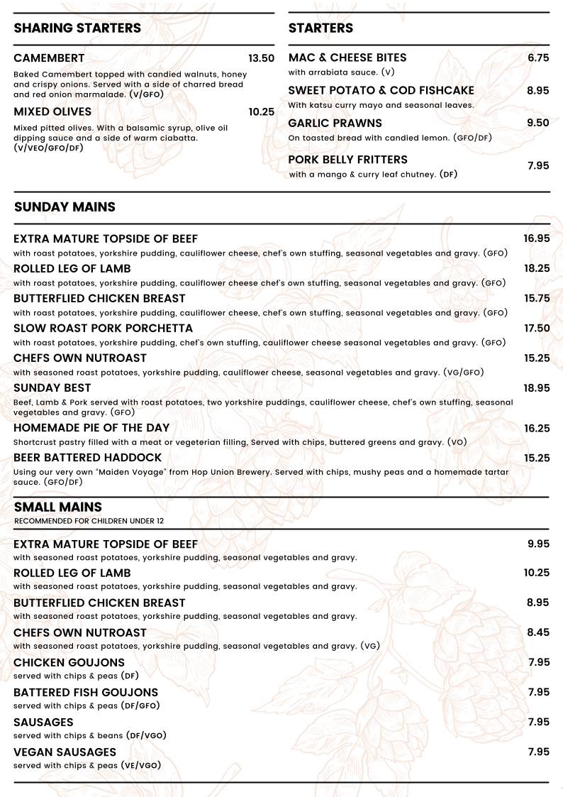 Menu at The Rising Sun pub & bar, Bristol, Ryecroft Rd