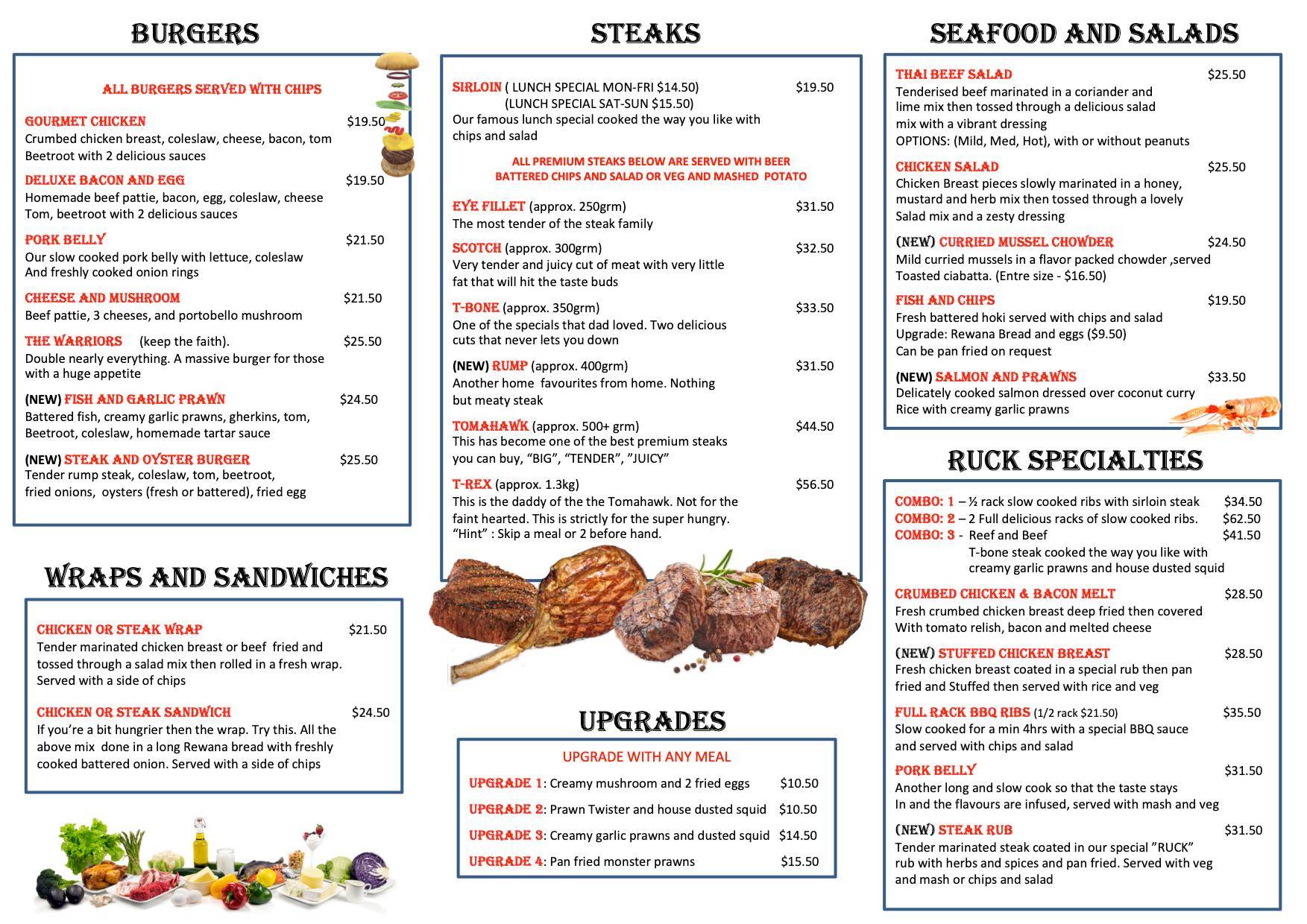Menu at The RnM Sports Bar & Grill, Rotorua