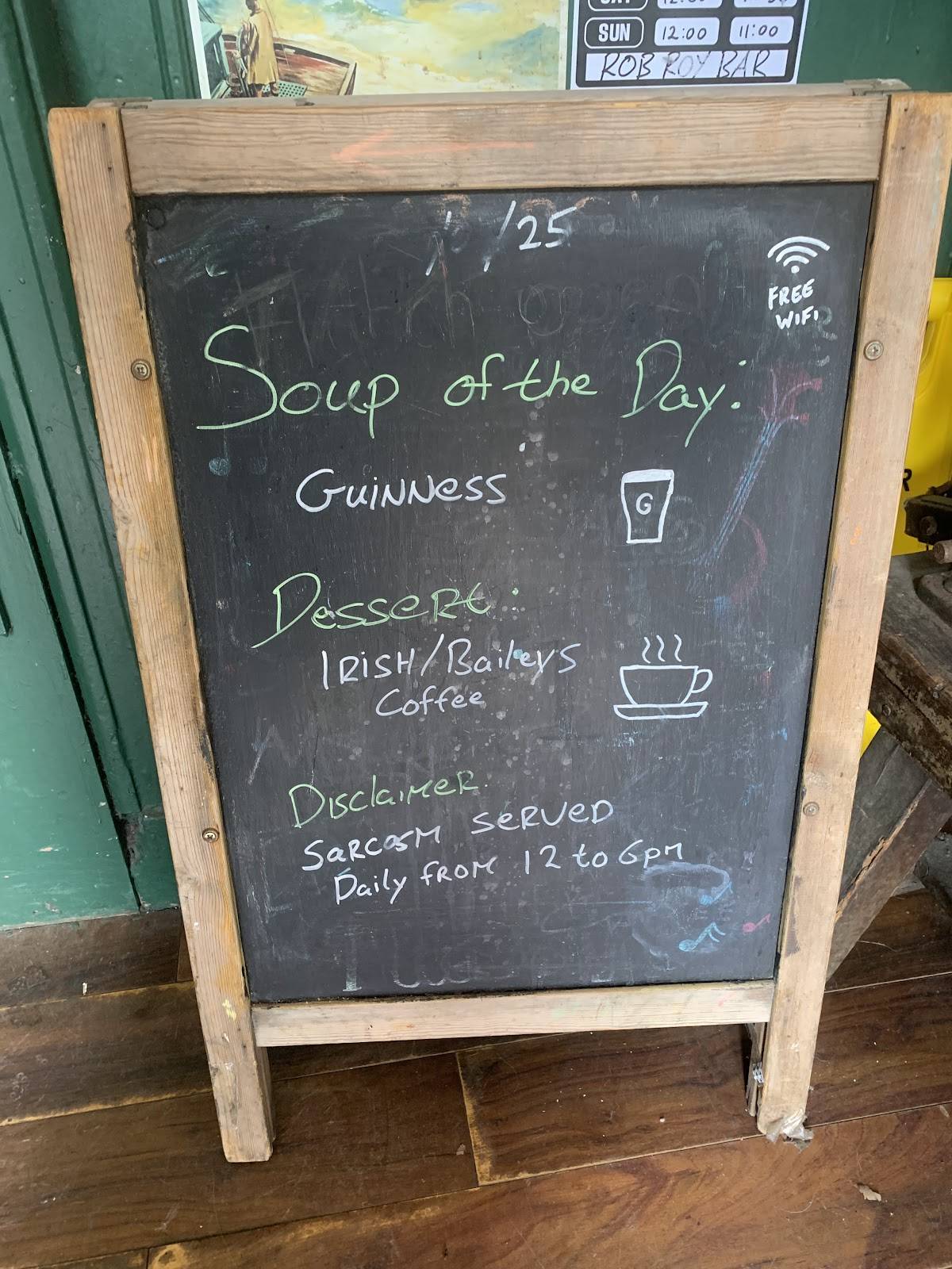 Menu at The Rob Roy pub & bar, Cobh