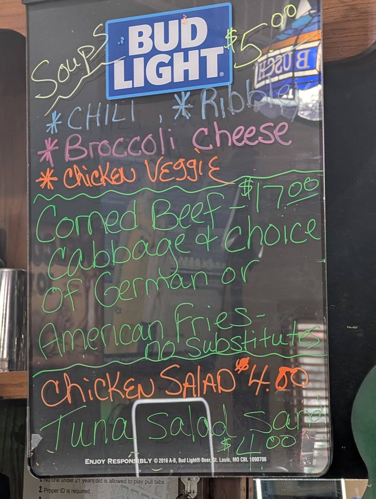 Menu at The Rock Bar and Grill, Jasper