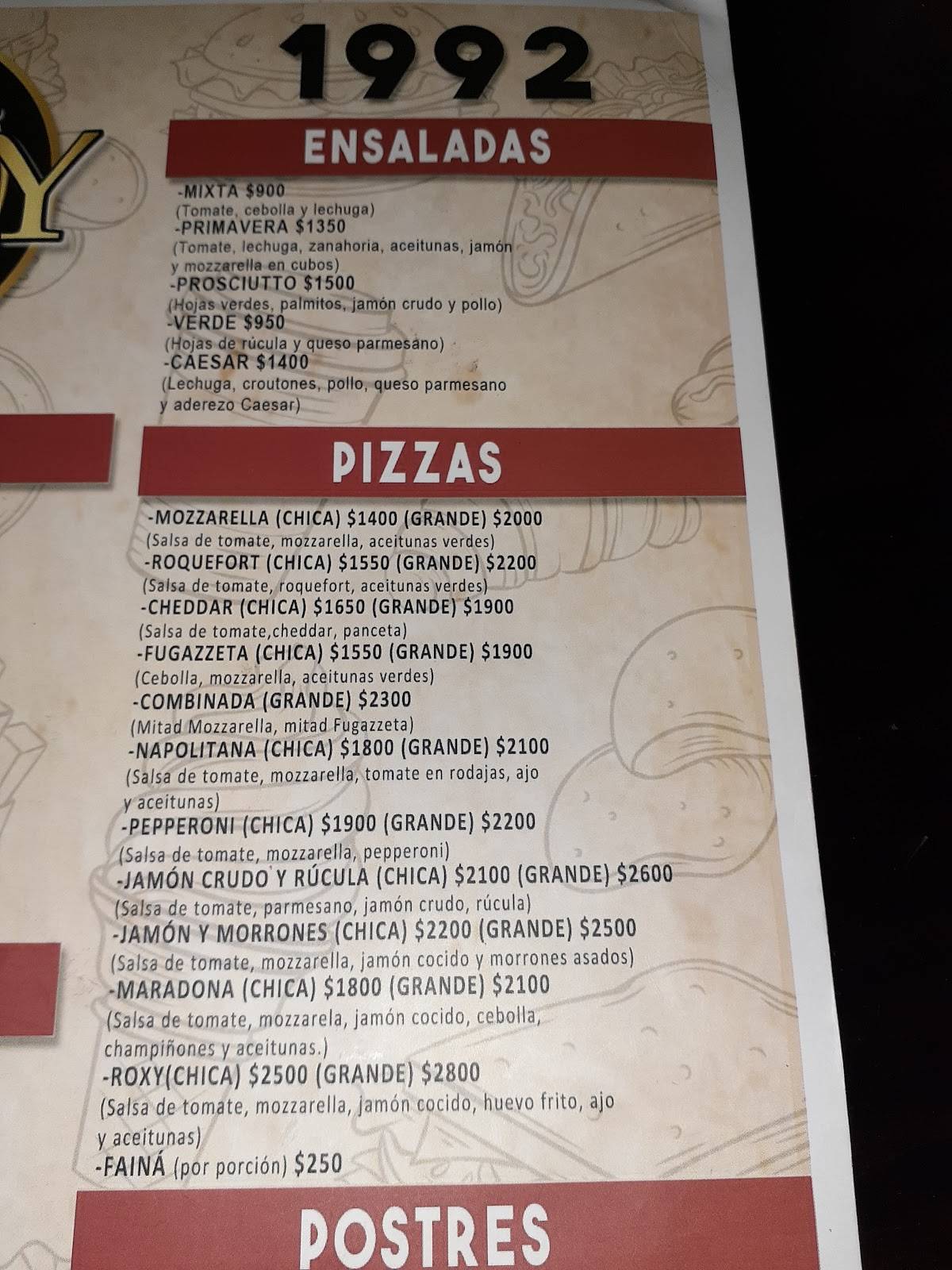 Menu at The Roxy pub & bar, Buenos Aires, Federico Lacroze 3499