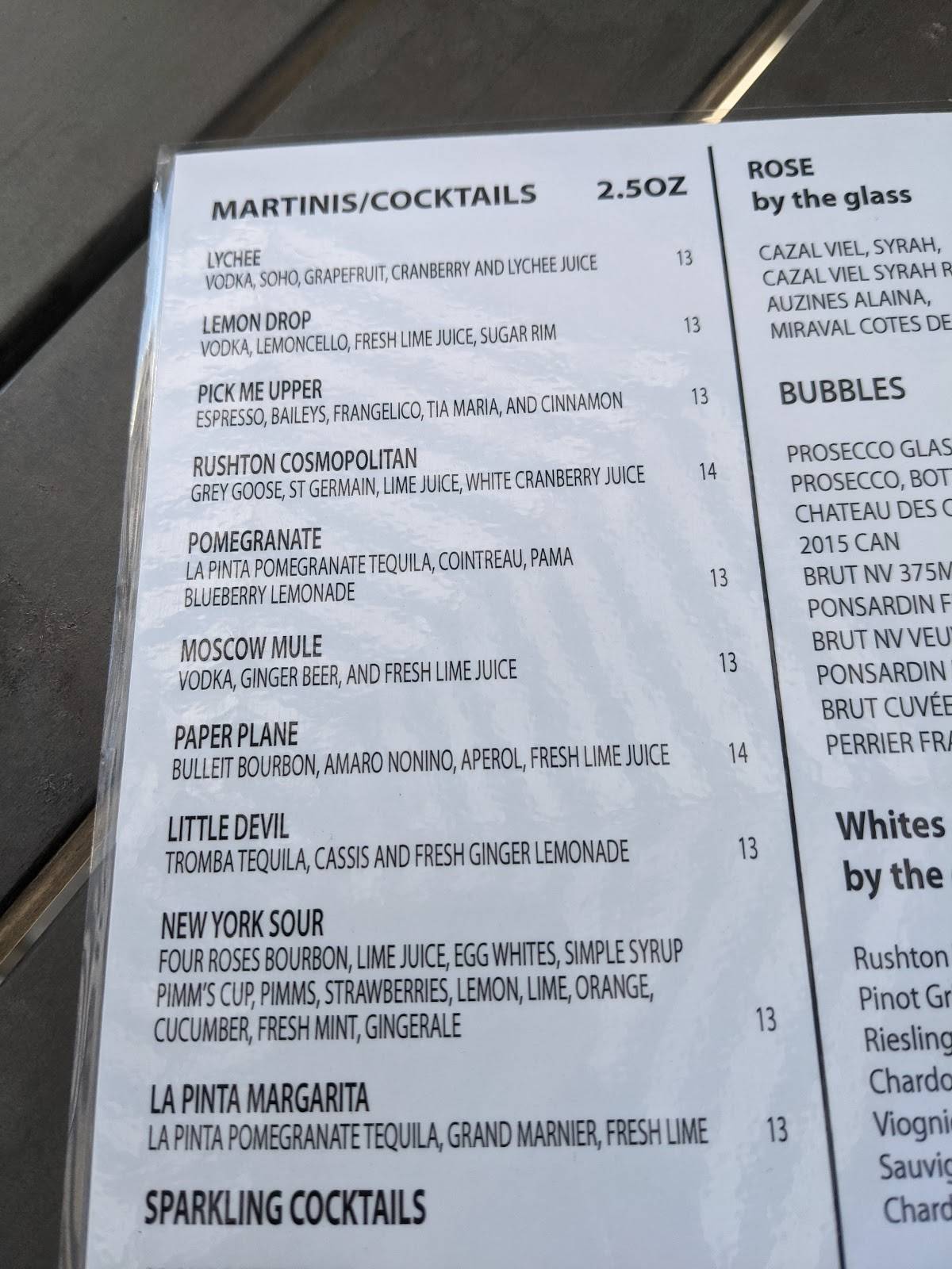 Menu at The Rushton pub & bar, Toronto