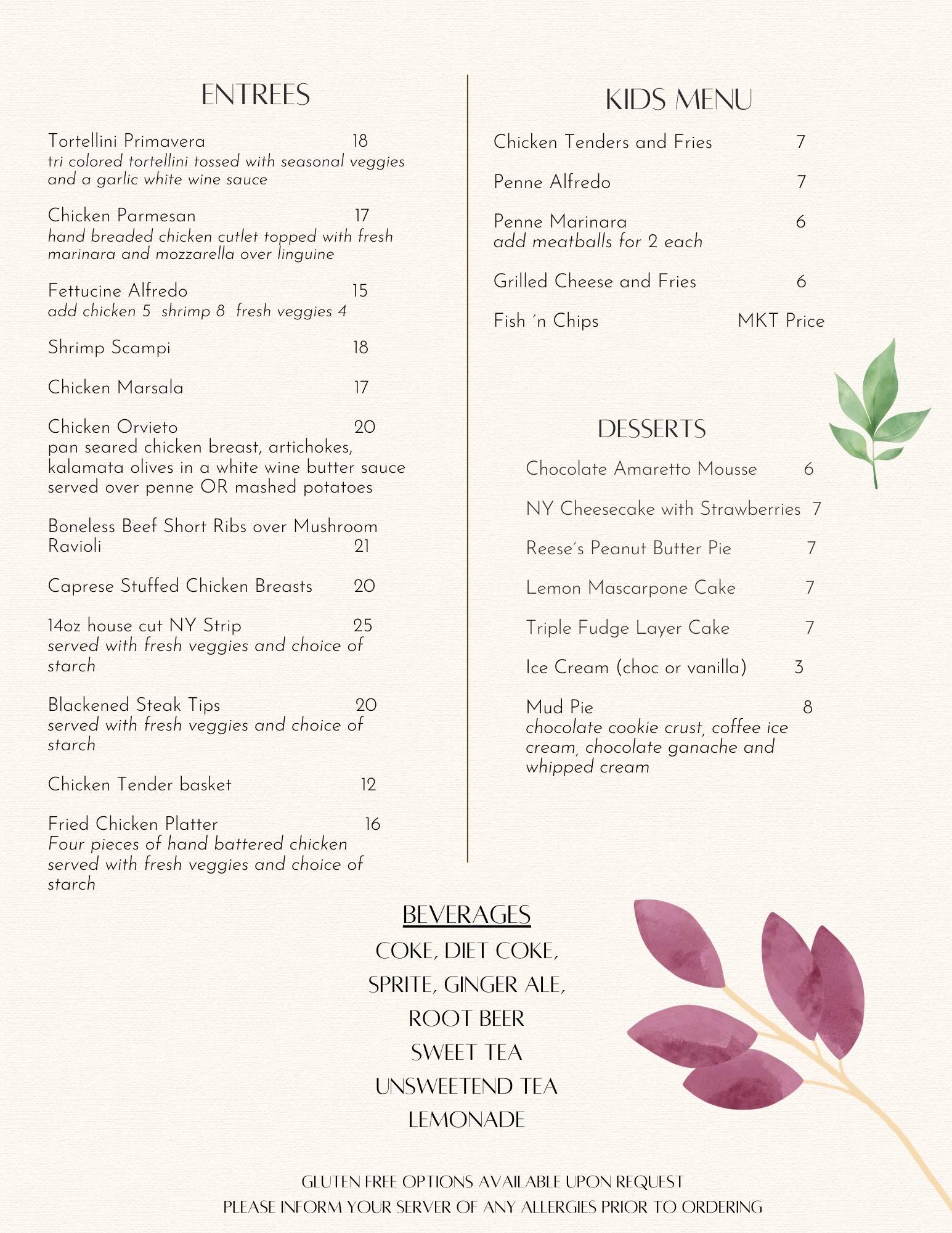 Menu at The Rustic Table restaurant, Winchester