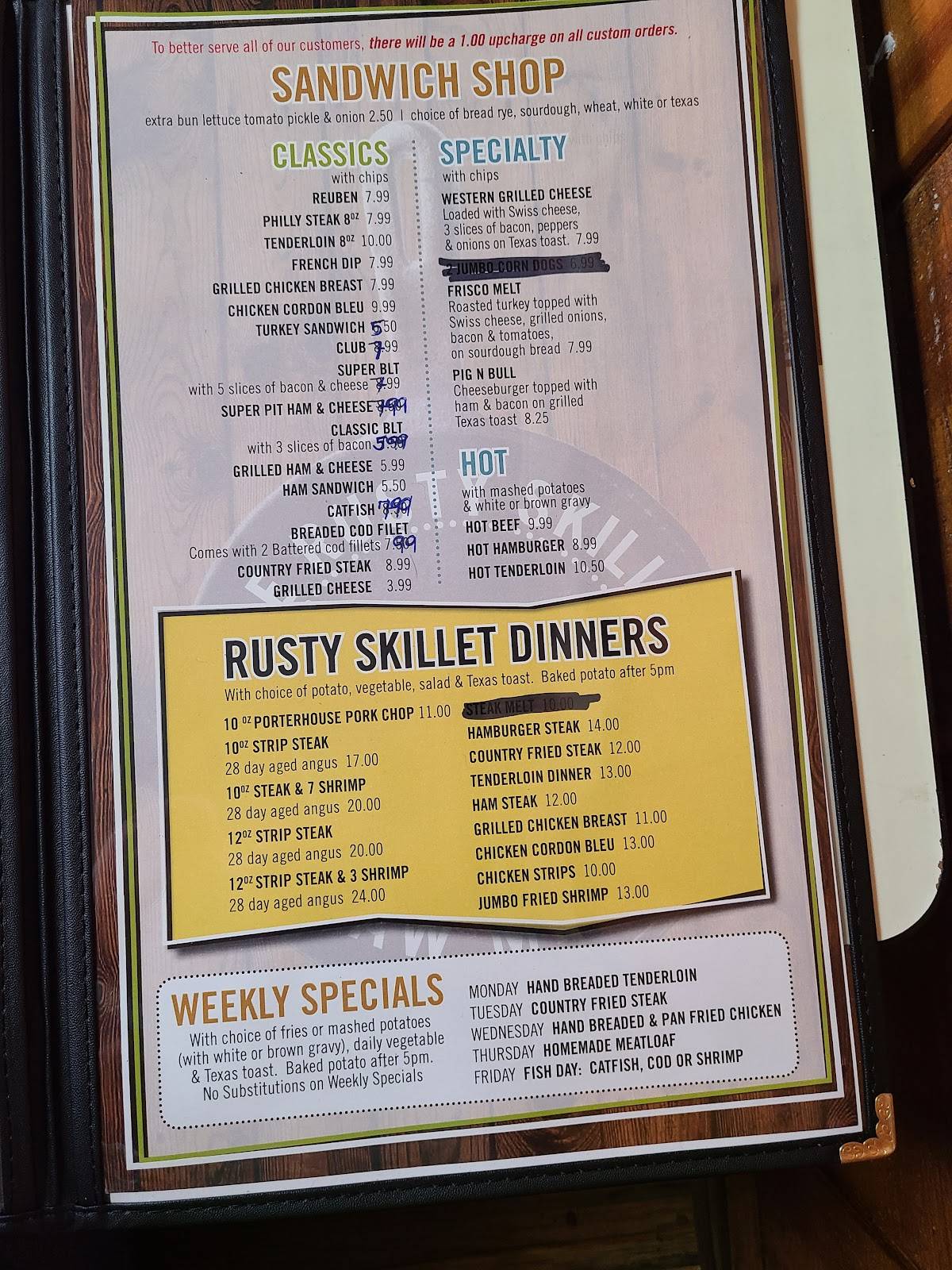 Menu at The Rusty Skillet LLC restaurant, Warsaw