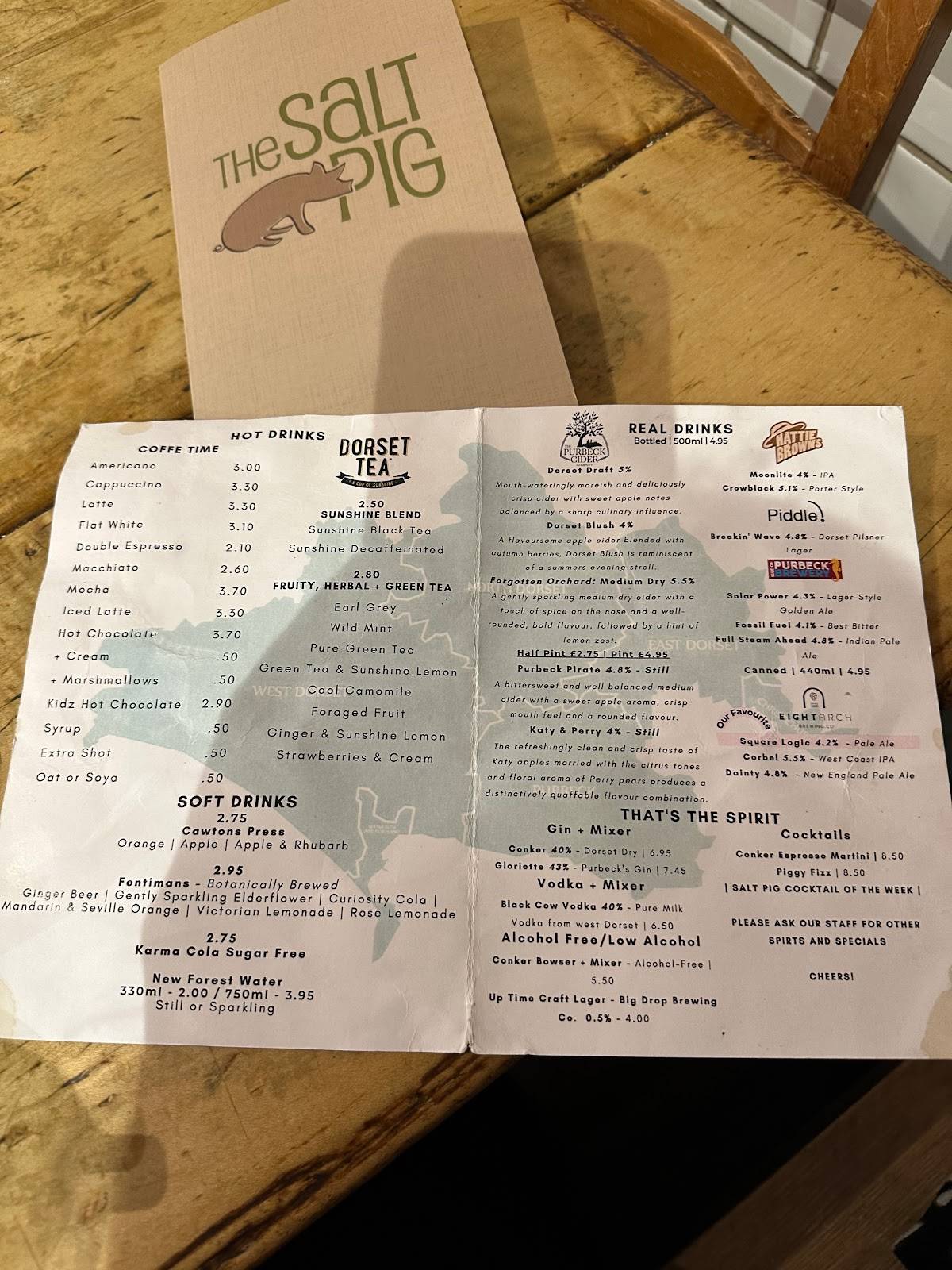 Menu at The Salt Pig Too restaurant, Swanage