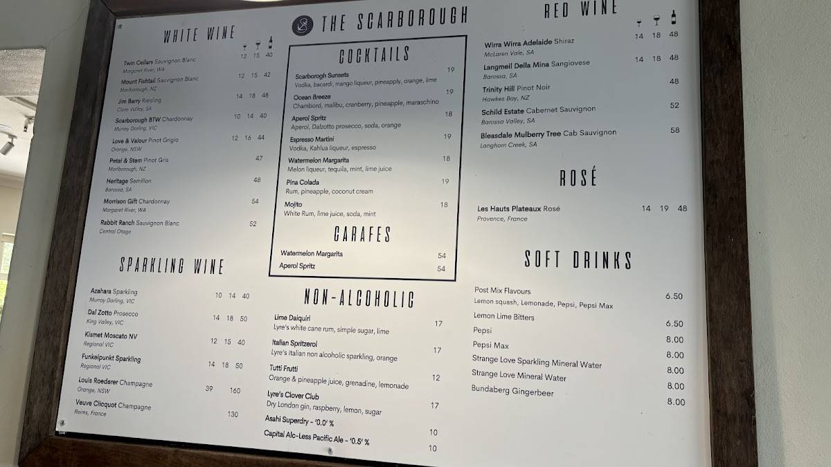 Menu at The Scarborough Hotel pub & bar, Scarborough