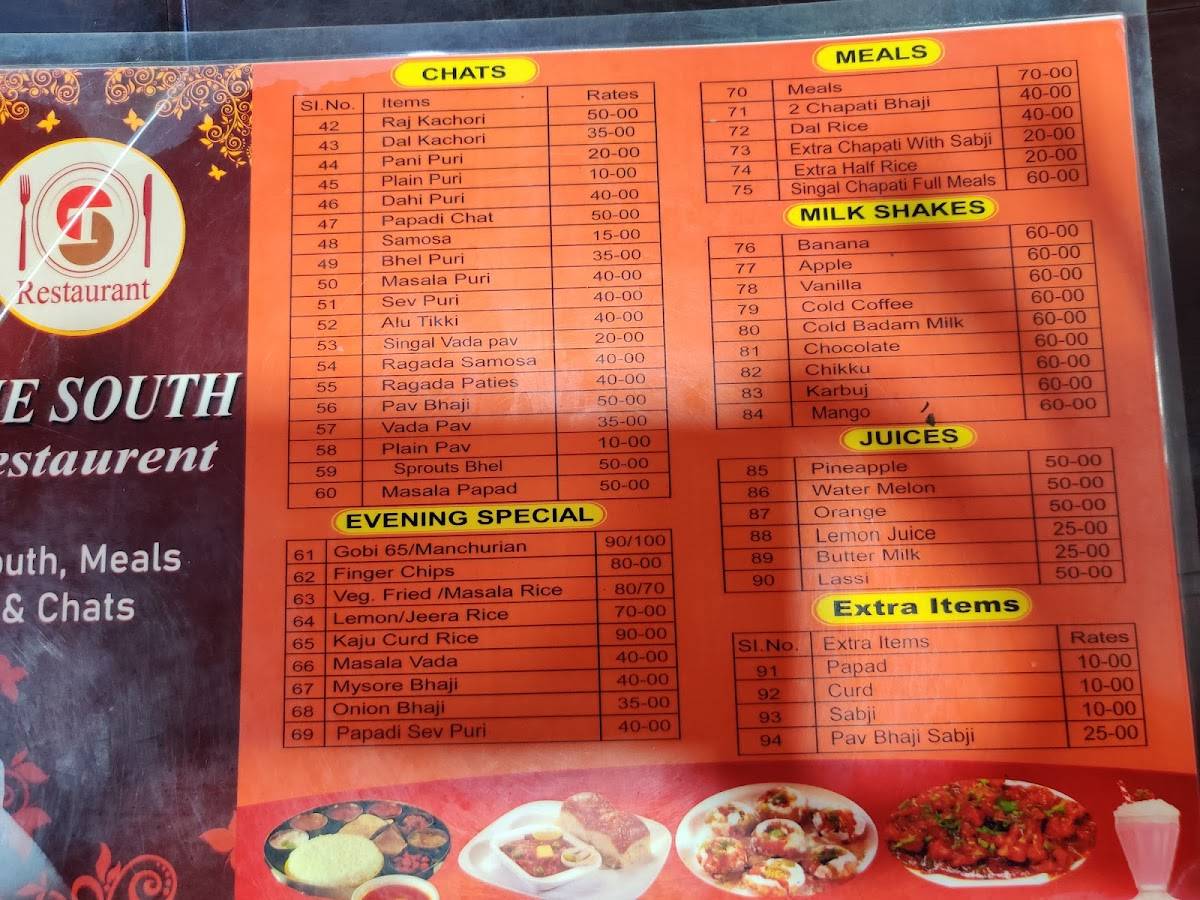 Menu at The South Restaurant, Kalaburagi