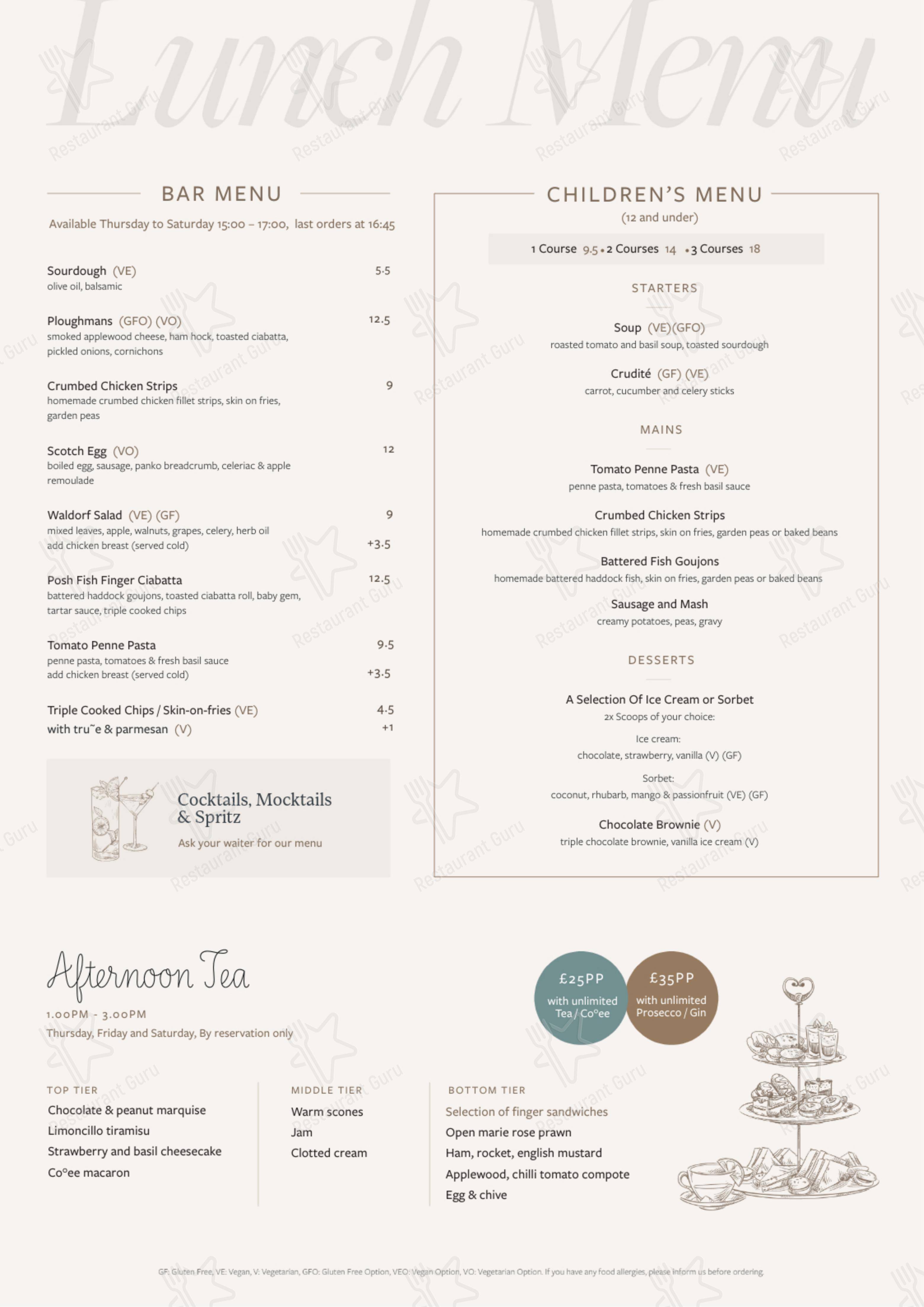 Menu at The Spotted Dog pub & bar, High Easter