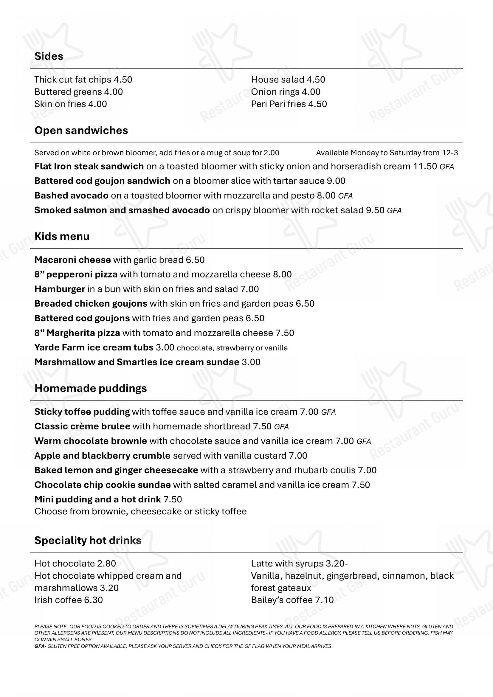 Menu at The Star Inn pub & bar, Lingfield