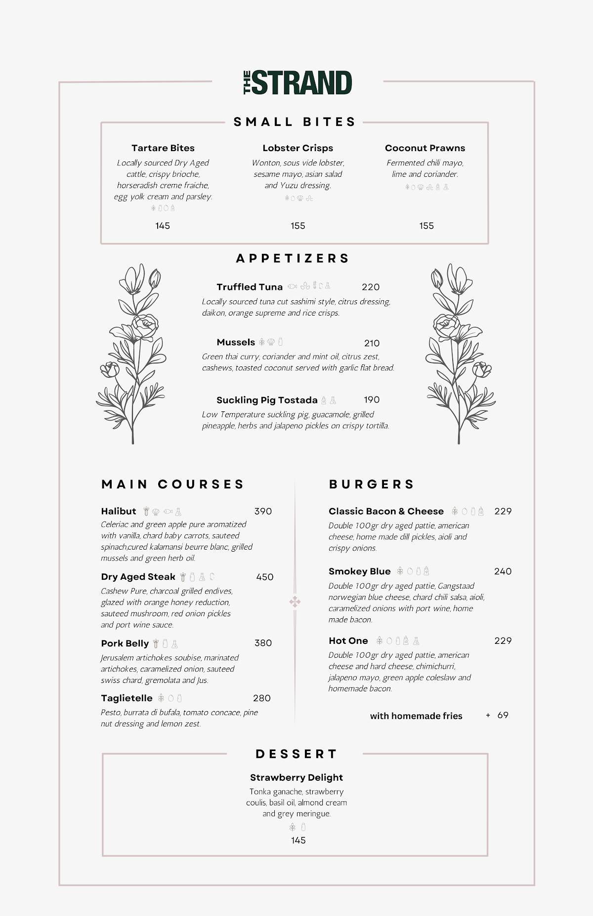 Menu at The Strand restaurant, Haugesund