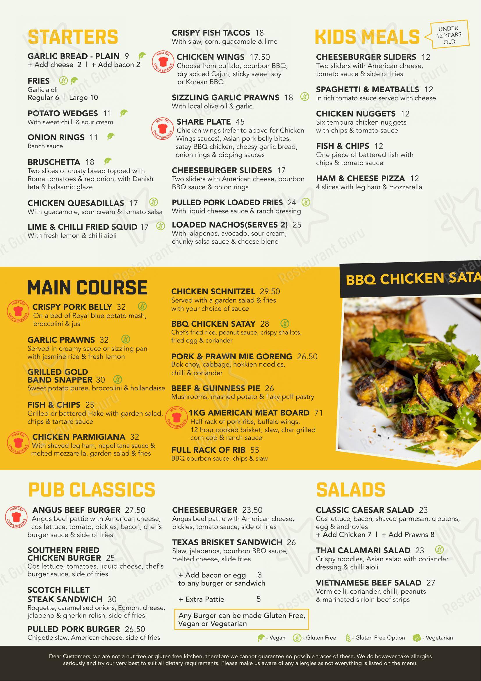 Menu at The Suburban Bar and Grill, Bertram
