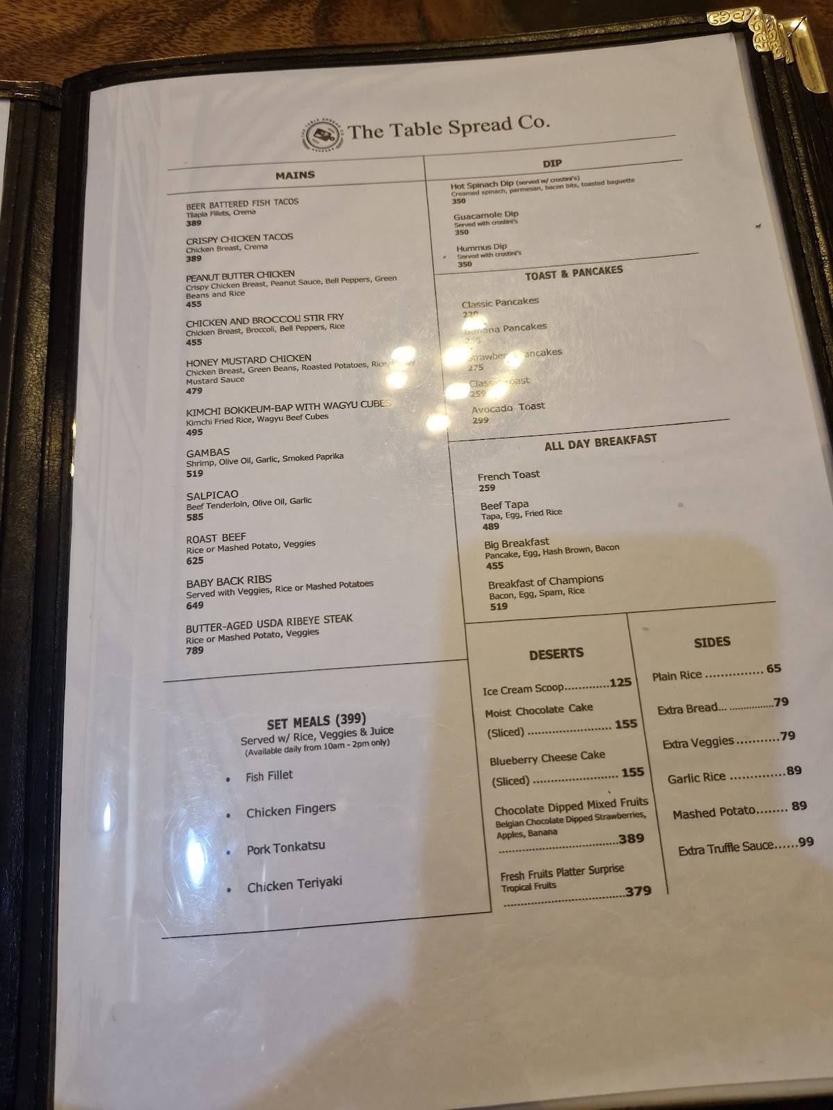 Menu at The Table Spread Co. restaurant, Quezon City