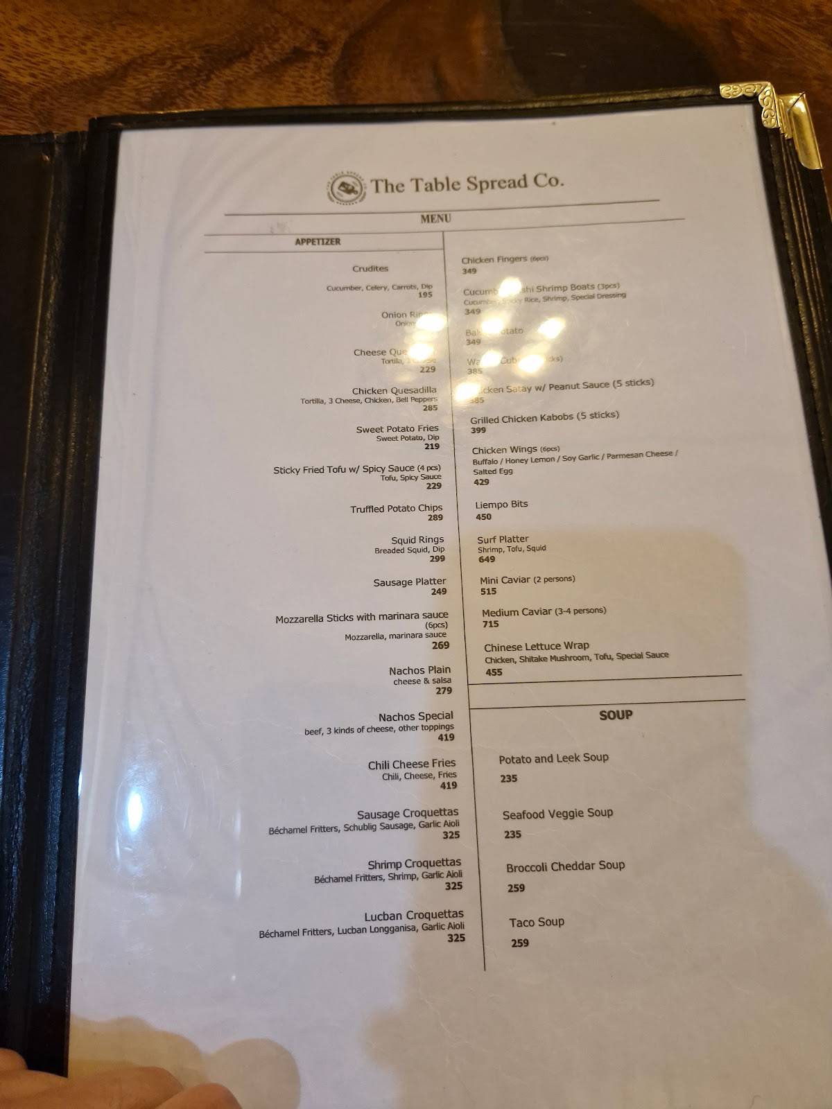 Menu at The Table Spread Co. restaurant, Quezon City