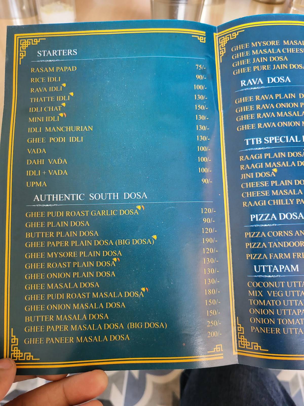 Menu at The Tamil Bhawan, Kota