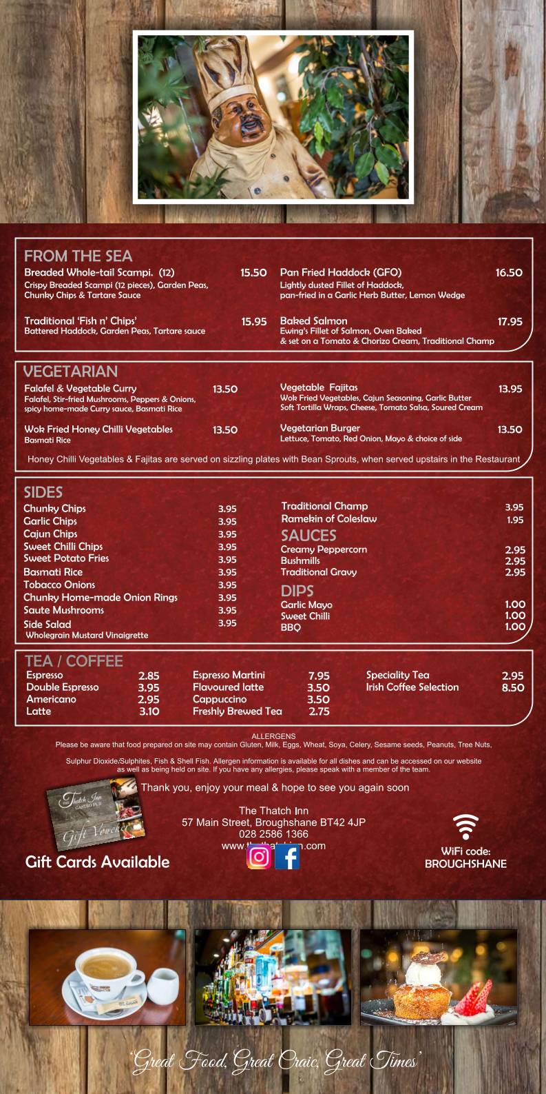 Menu at The Thatch Inn pub & bar, Ballymena