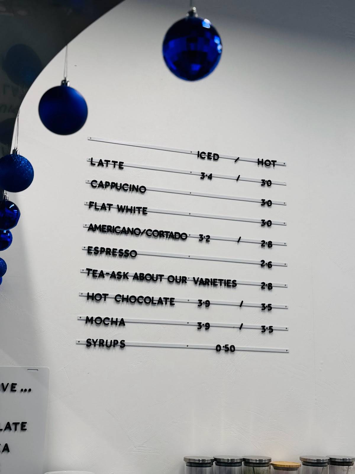 Menu at The Vow Cafe, London