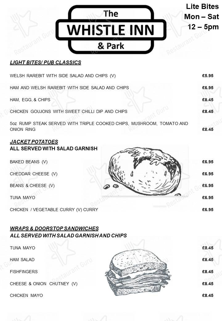 Menu at The Whistle Inn and Park pub & bar, Blaenavon