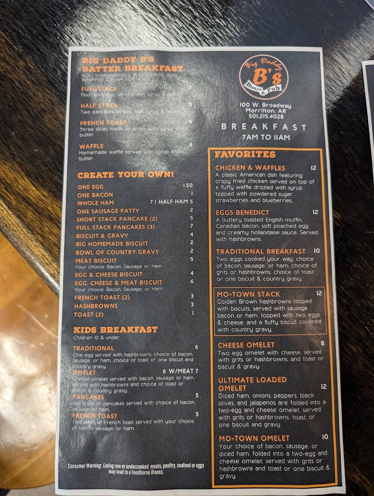 Carta de The Whistle Stop Bar and Grill, Morrilton