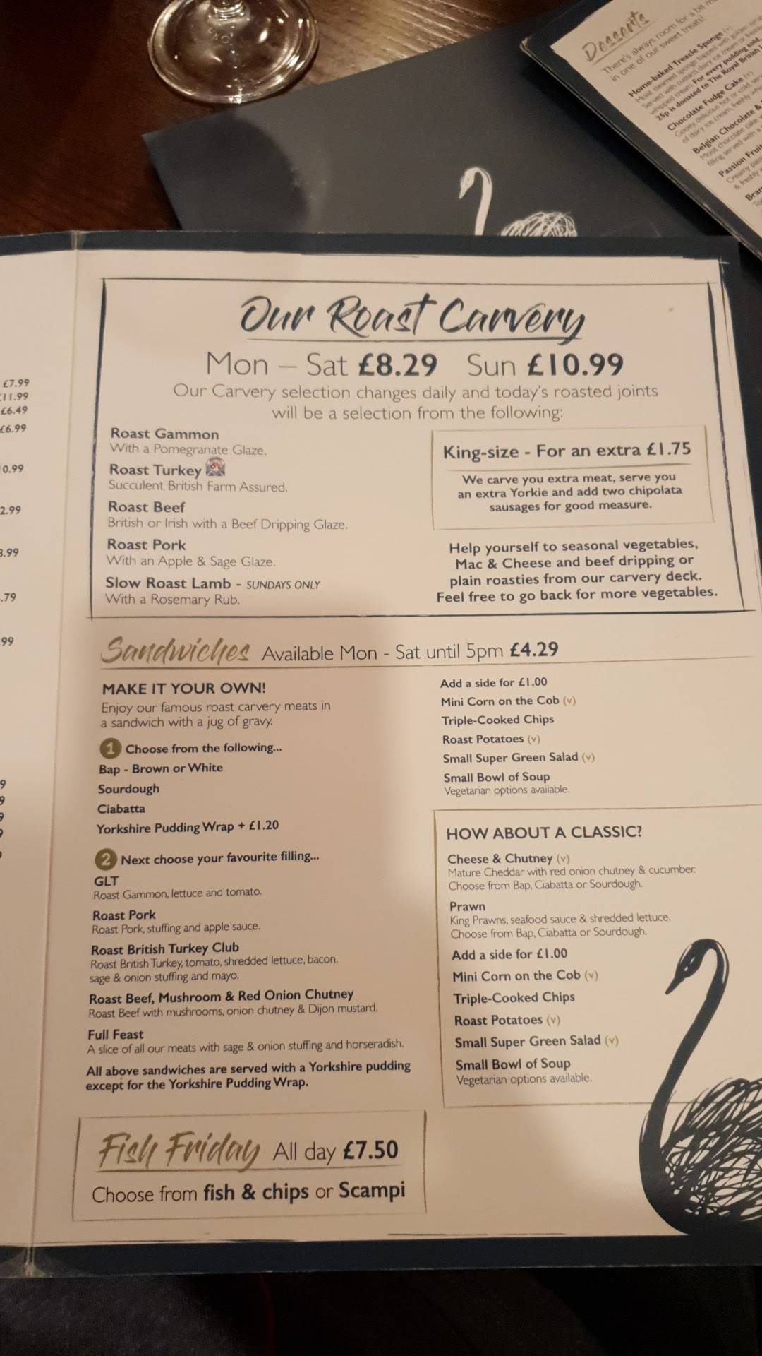Menu at The White Swan, Southampton pub & bar, Southampton