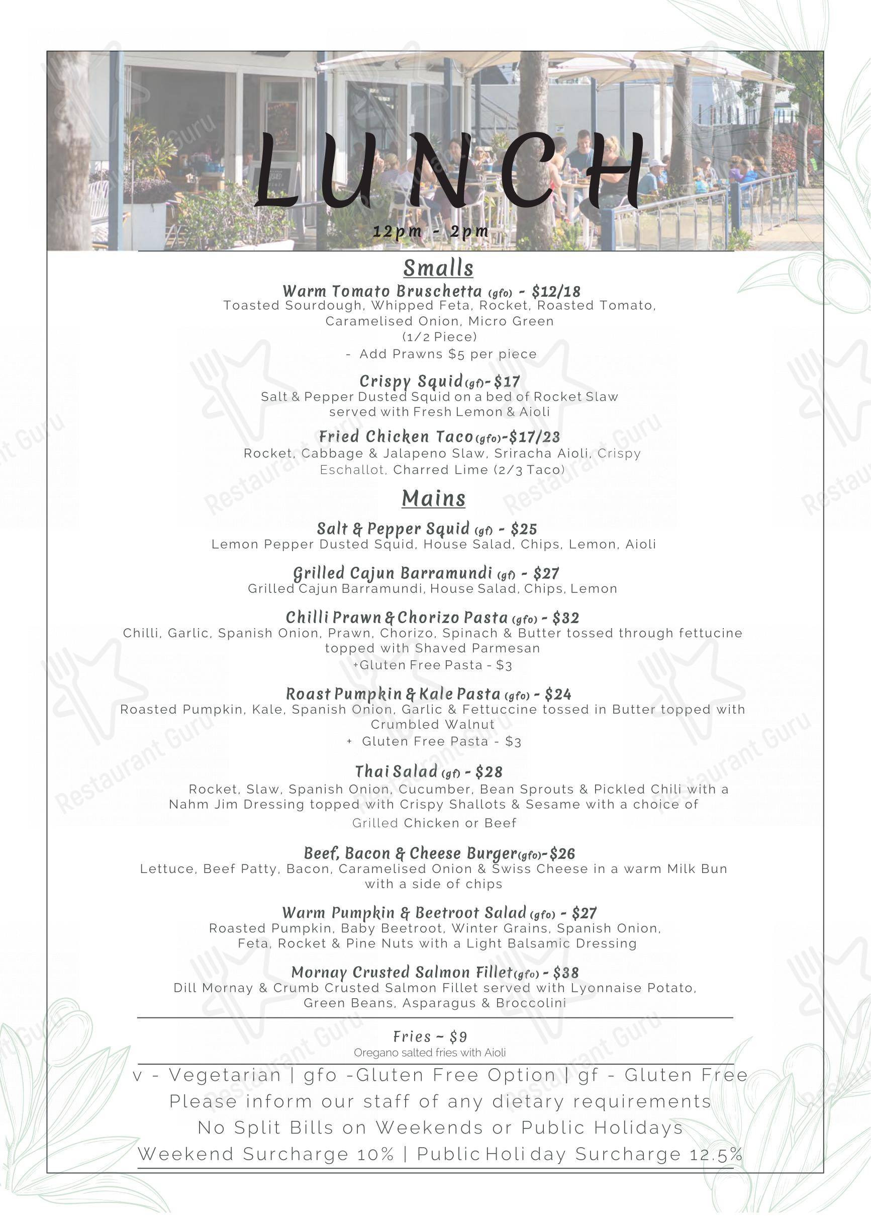 Menu at The Wickham Boatshed cafe, Wickham