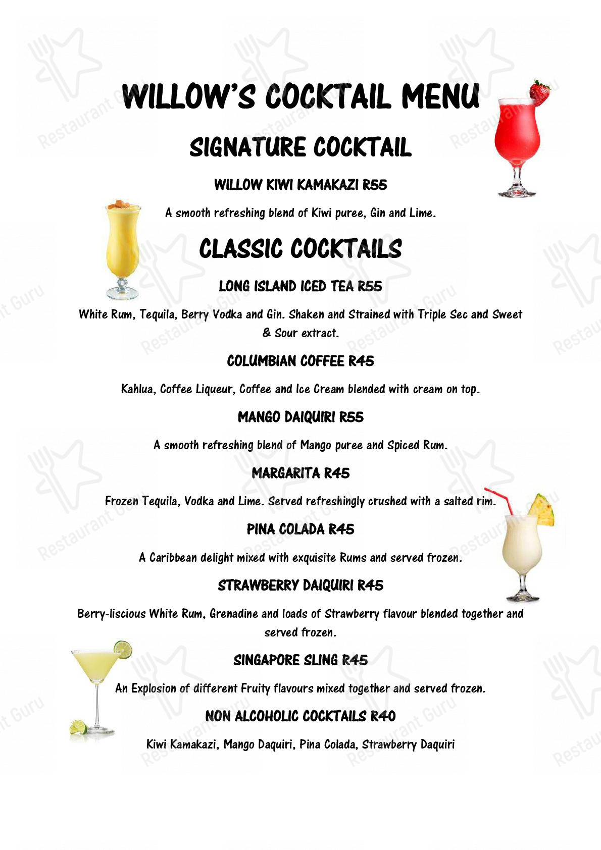 Menu at The Willow Tree Pub & Grill, Akasia