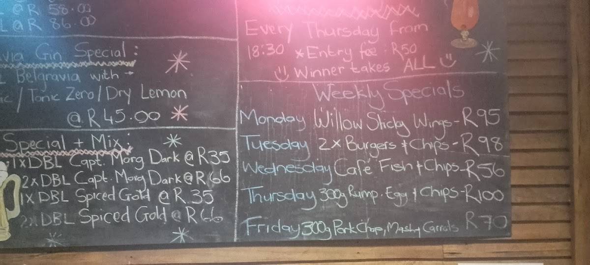 Menu at The Willow Tree Pub & Grill, Akasia