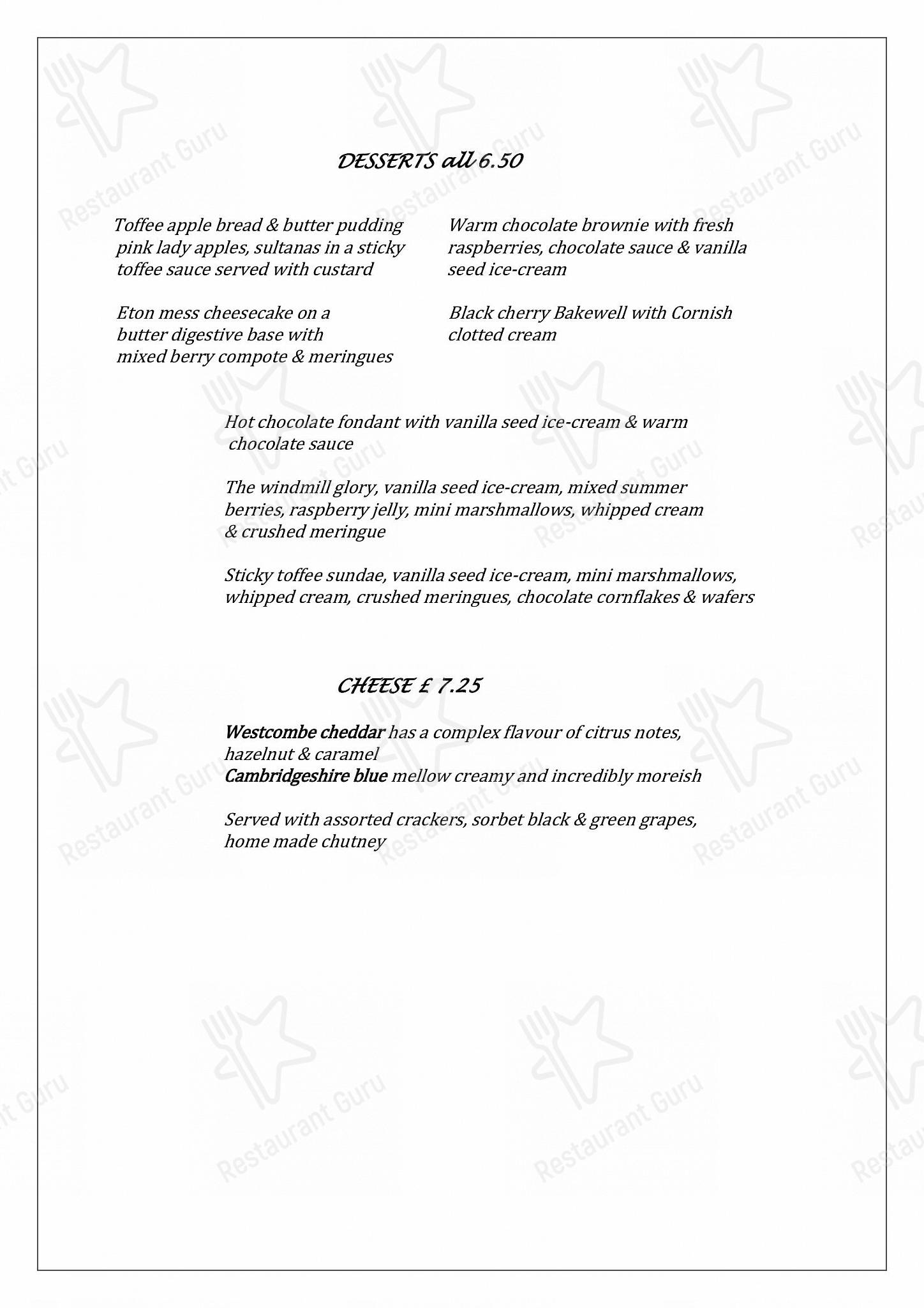 Menu at The Windmill pub & bar, Bluntisham, St Ives Rd