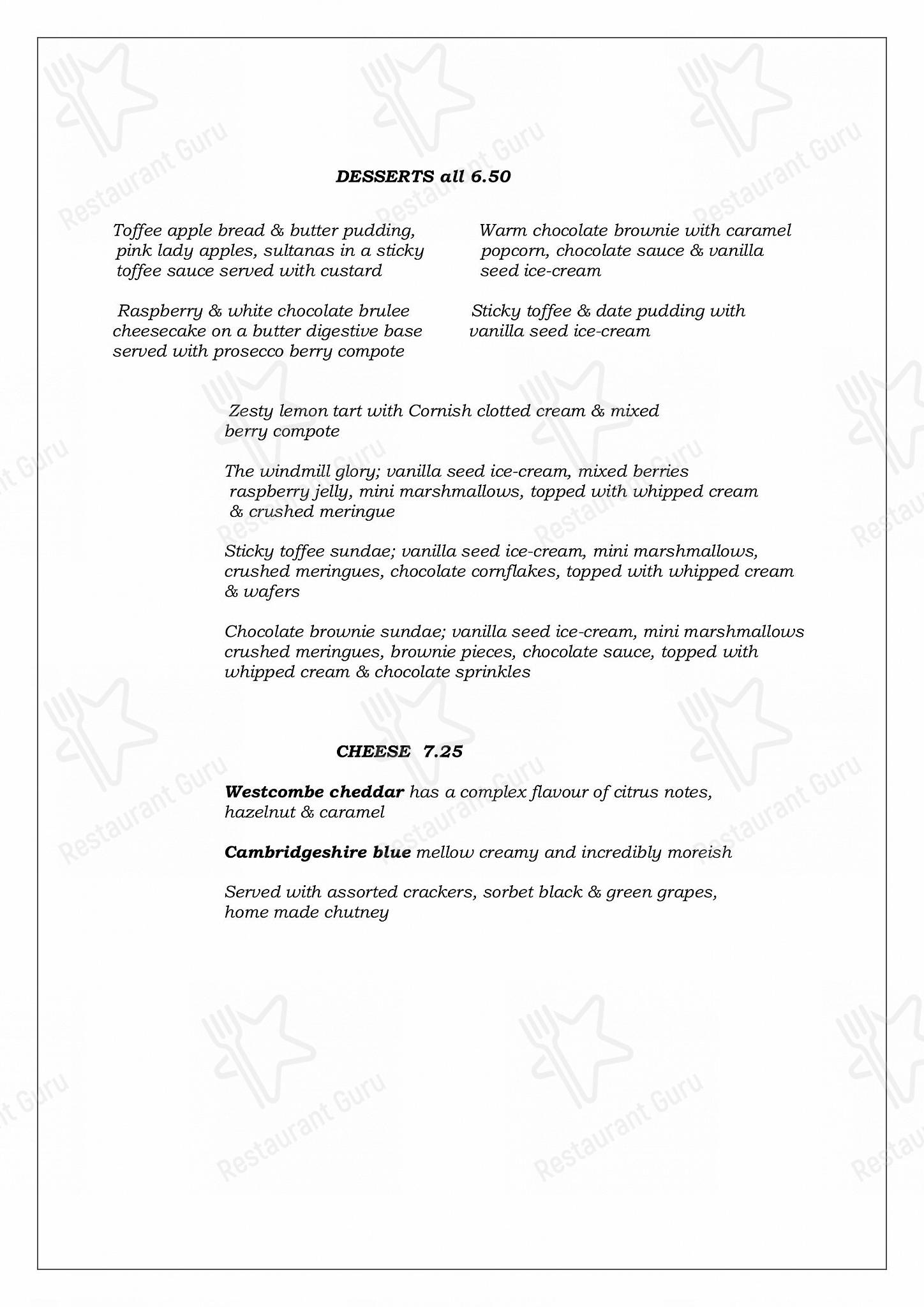 Menu at The Windmill pub & bar, Bluntisham, St Ives Rd